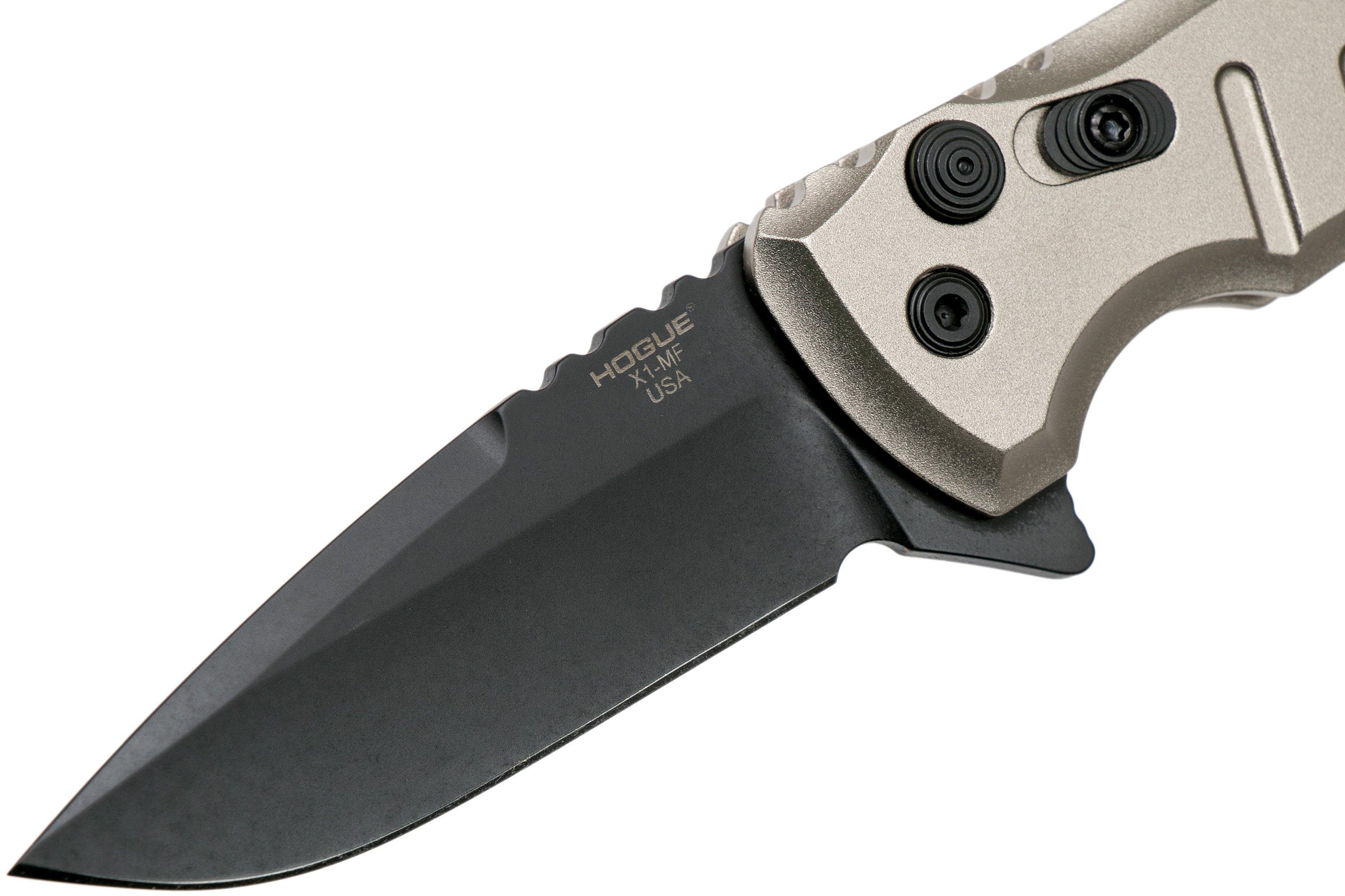 Hogue X1 Microflip Desert Tan, Black Droppoint Blade couteau de poche ...