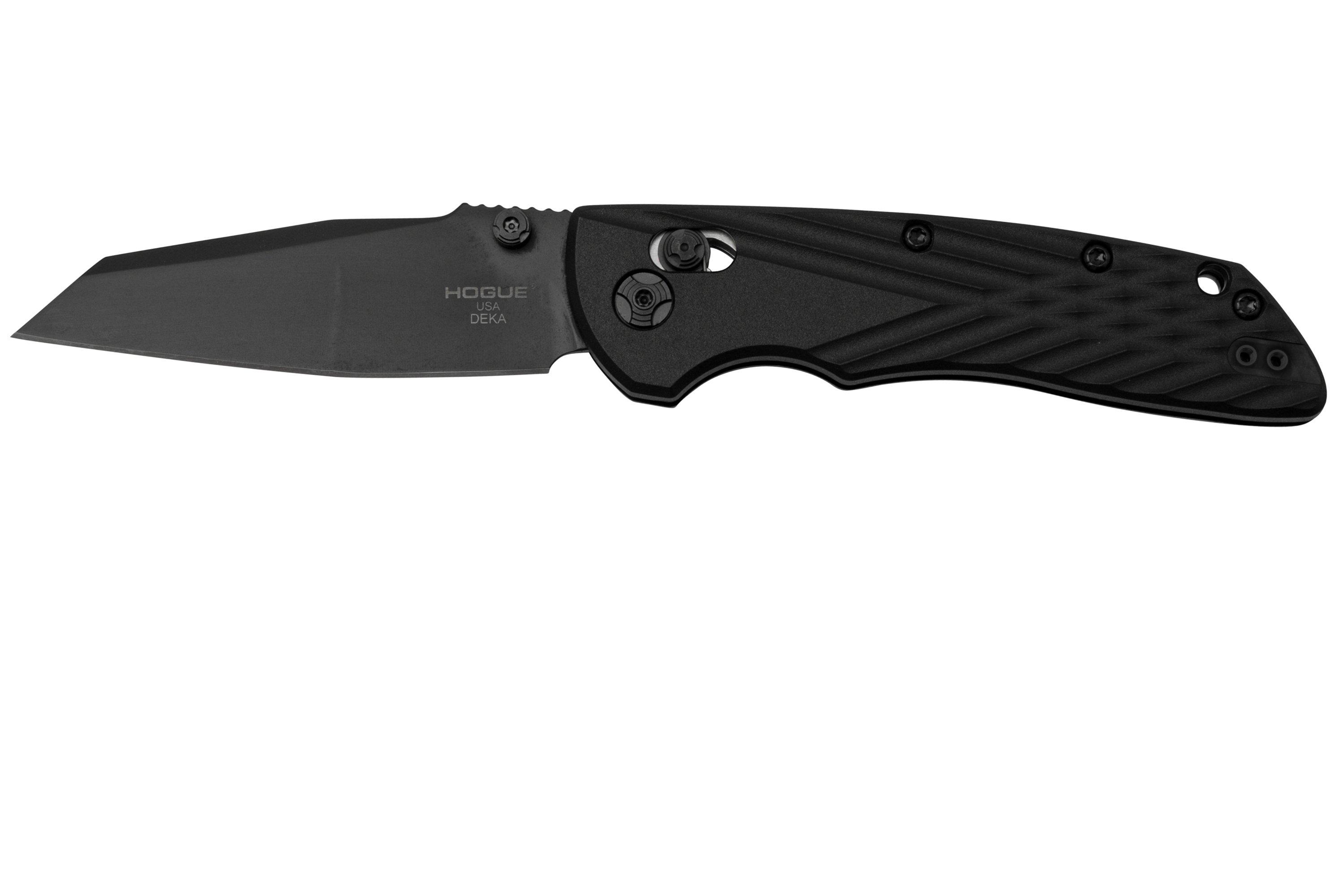 Hogue Deka 24266 Black Cerakote CPM-20CV Wharncliffe, Black G10, pocket ...