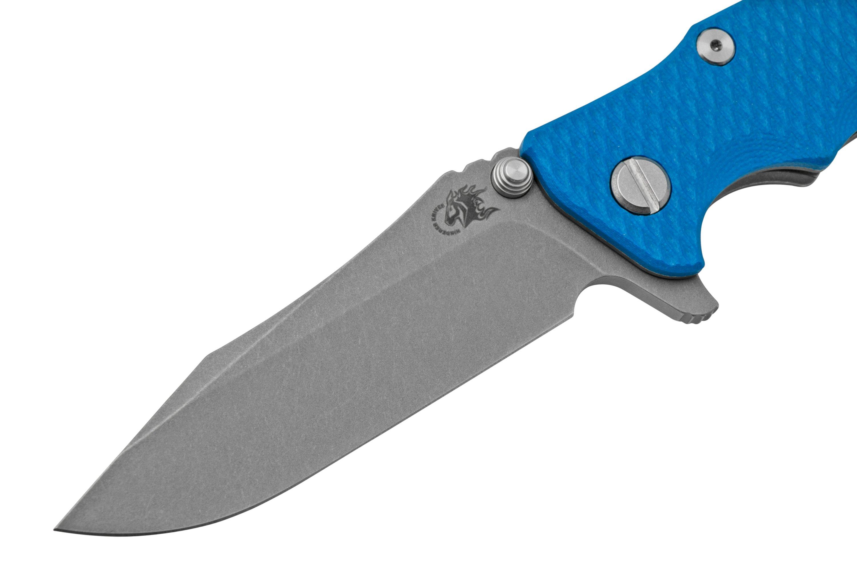Rick Hinderer Eklipse 3.5” Spearpoint S45VN, Working Finish, Blue G10 ...