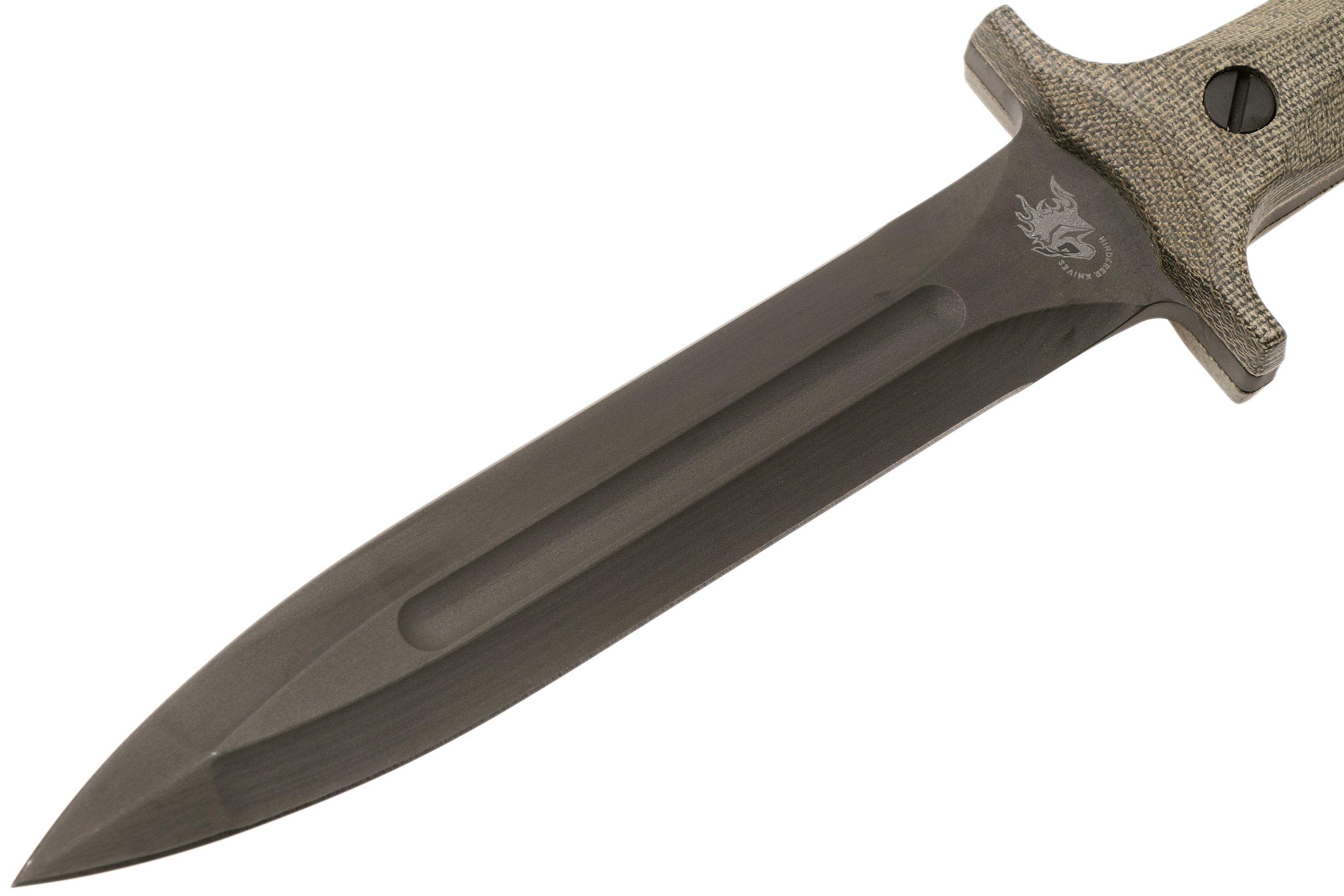 Rick Hinderer EK Dagger 3V DLC, OD Green Micarta commando dagger ...