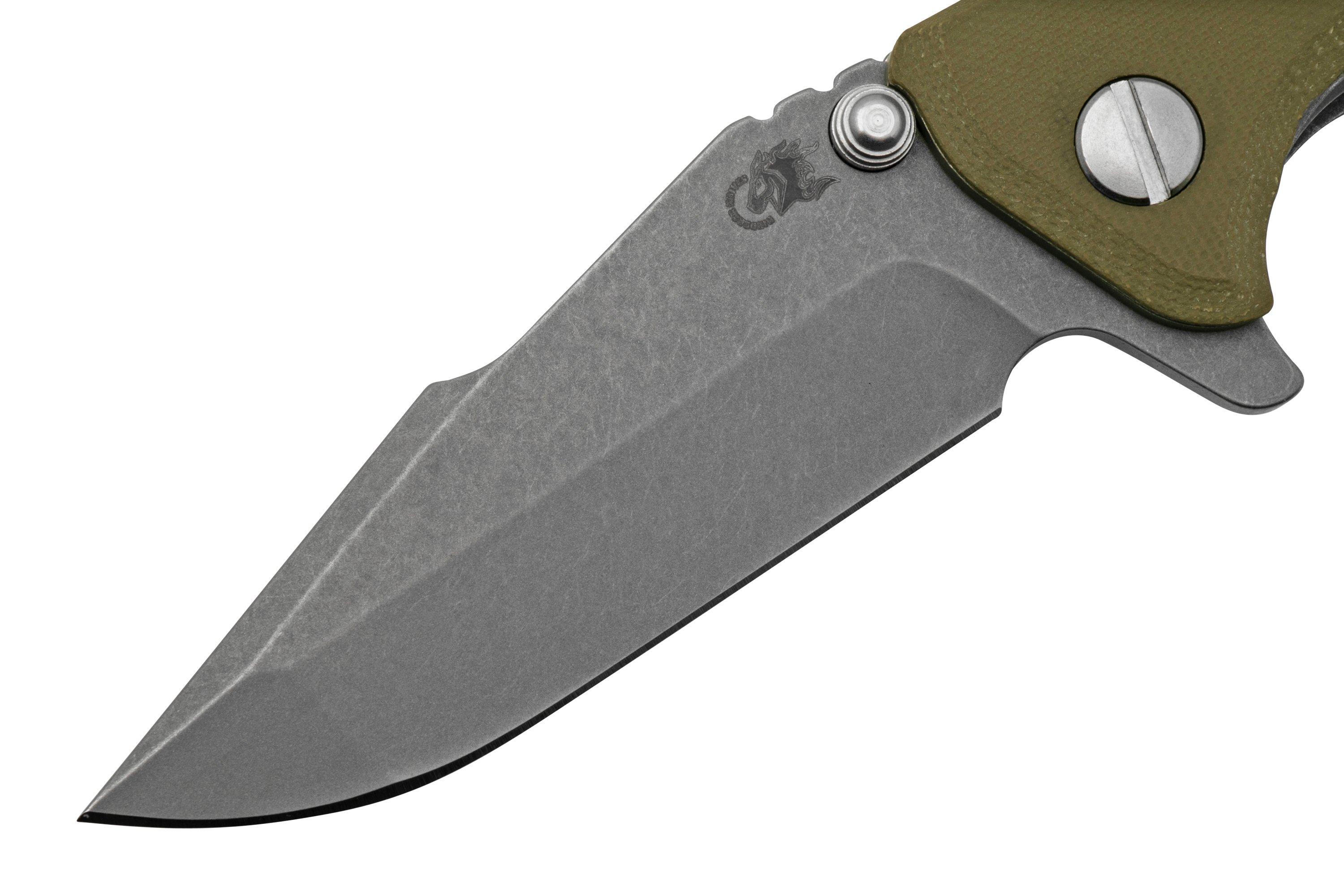 Rick Hinderer Eklipse 3.0" 20CV Working Finish Harpoon Spanto OD Green ...