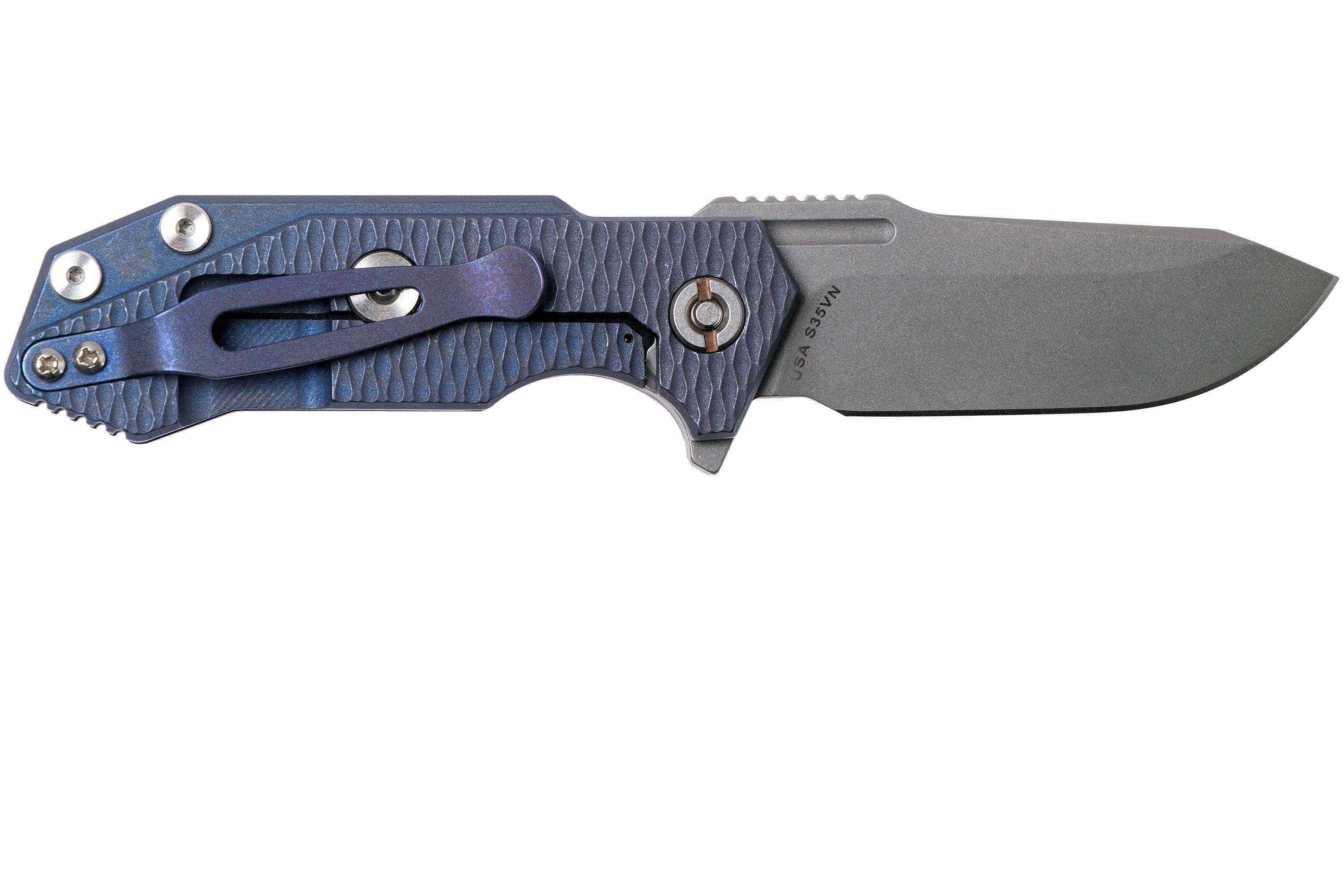 Rick Hinderer Half Track Textured Ti 2.75" Battle Blue pocket knife ...