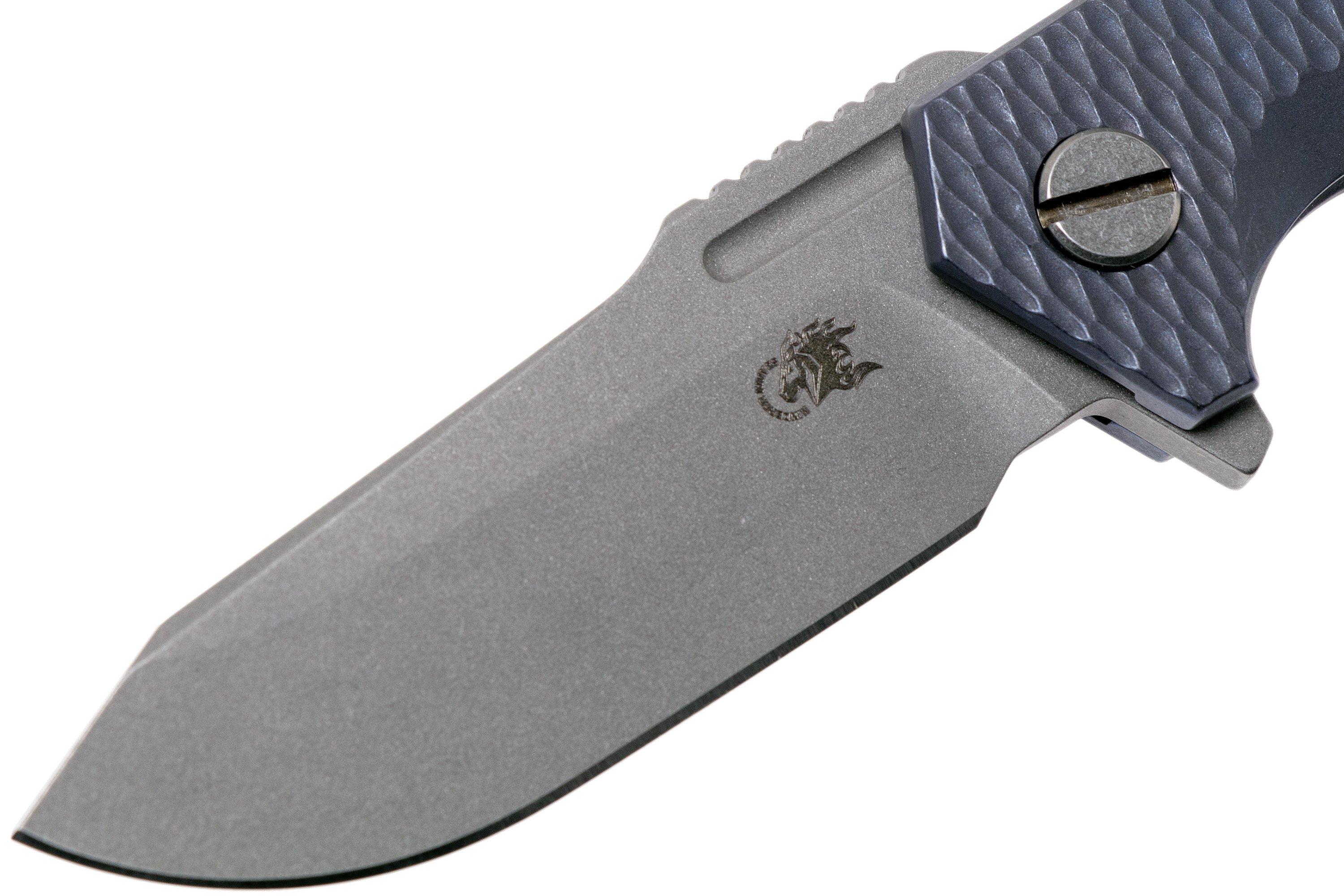 Rick Hinderer Half Track Textured Ti 2.75" Battle Blue pocket knife ...