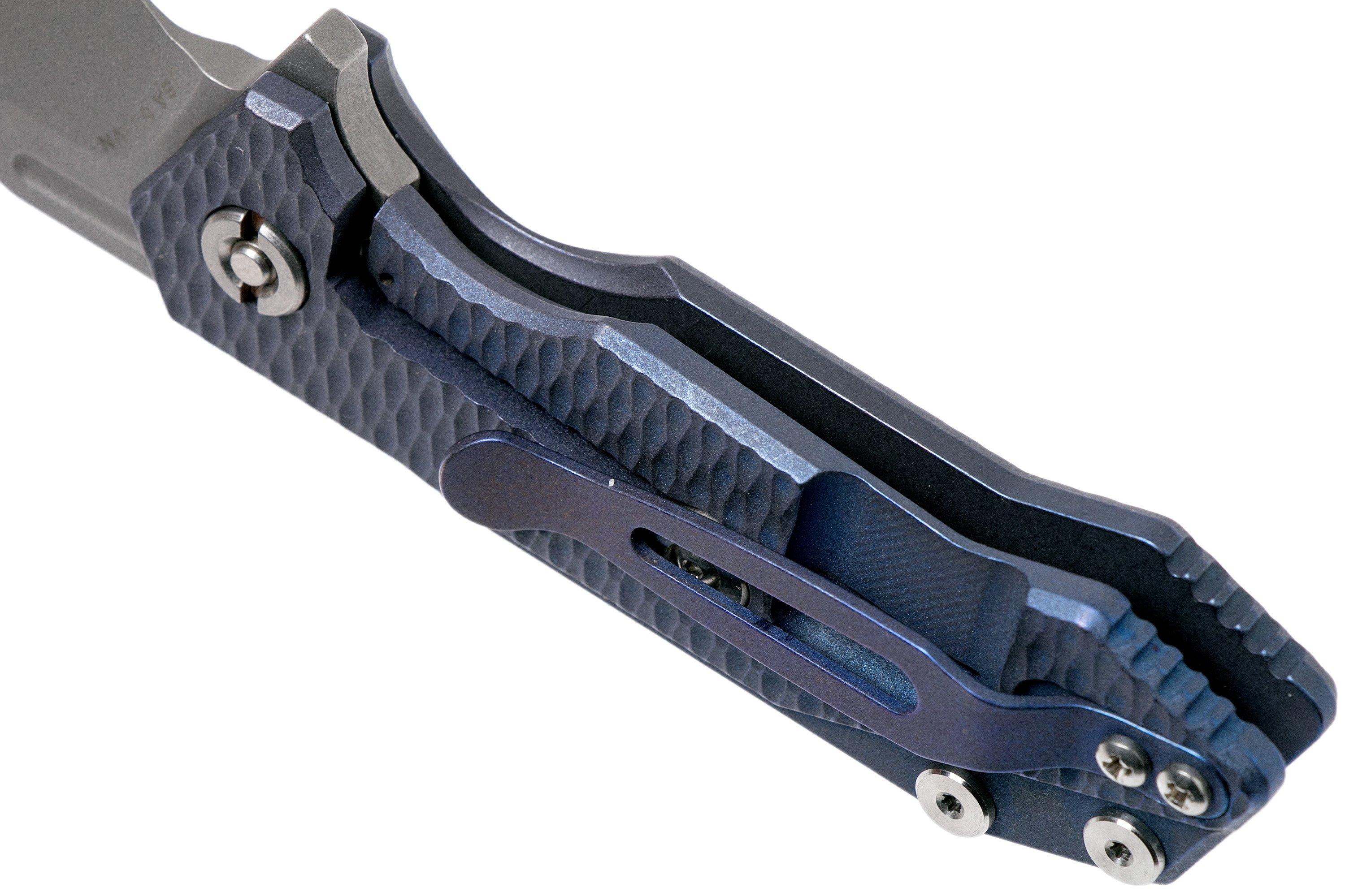 Rick Hinderer Half Track Textured Ti 2.75" Battle Blue pocket knife ...