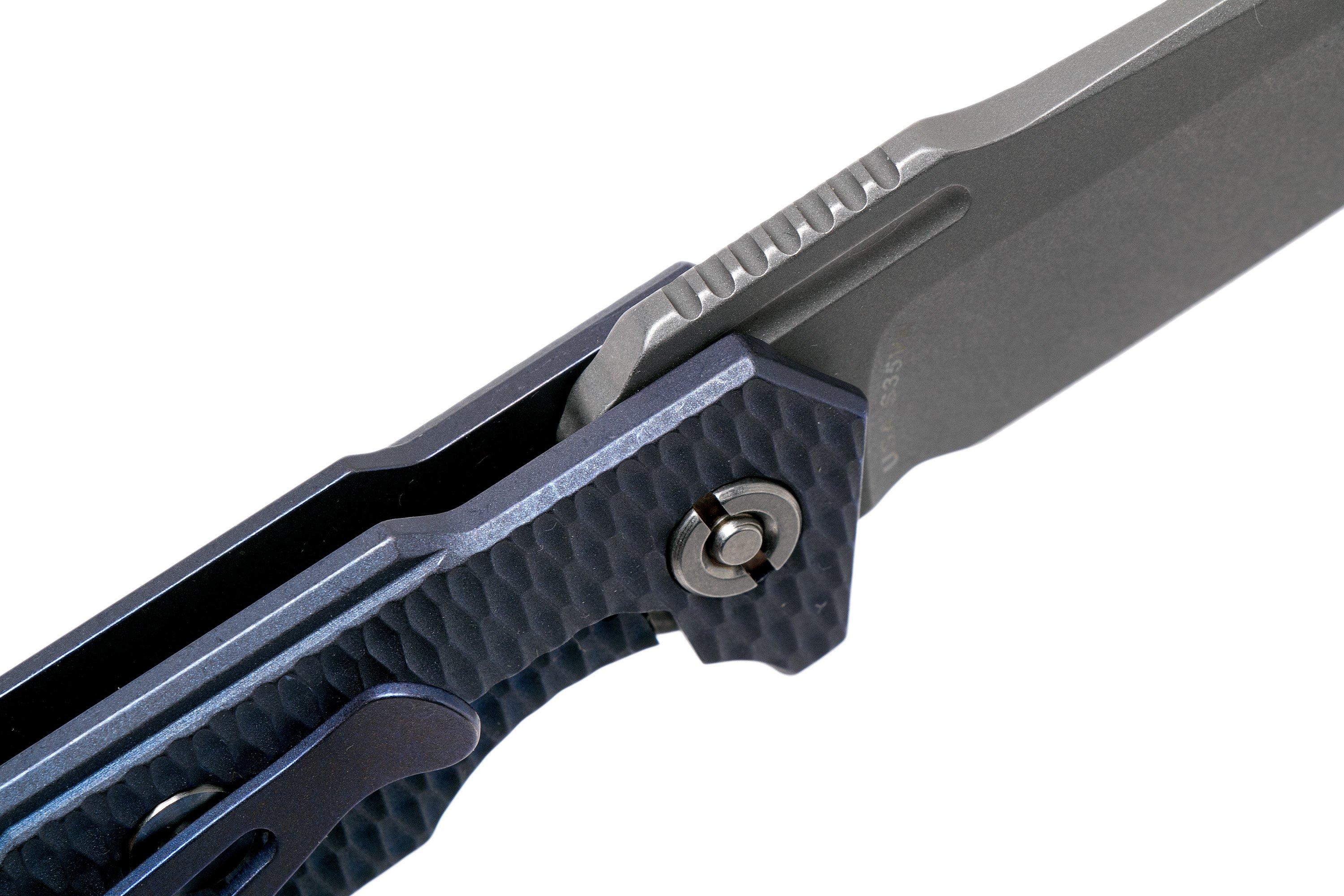 Rick Hinderer Half Track Textured Ti 2.75" Battle Blue pocket knife ...