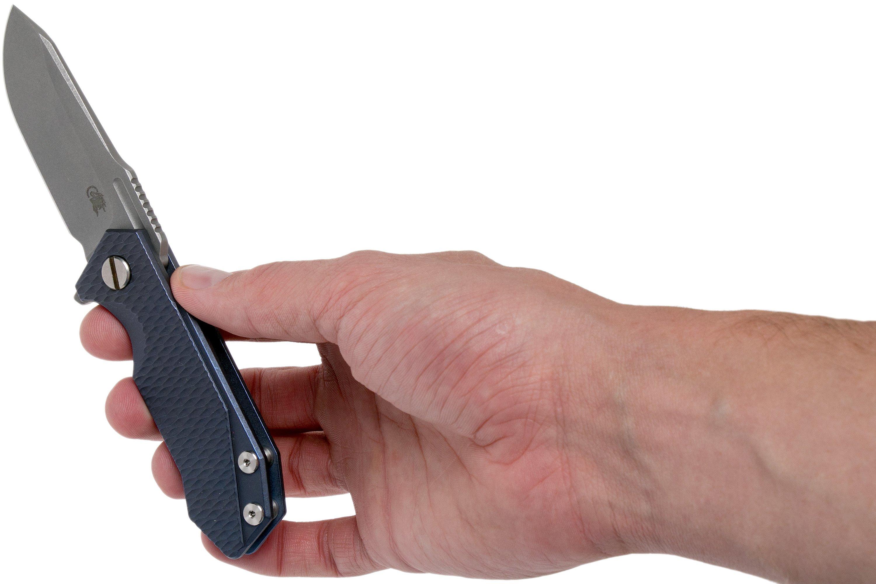 Rick Hinderer Half Track Textured Ti 2.75" Battle Blue pocket knife ...