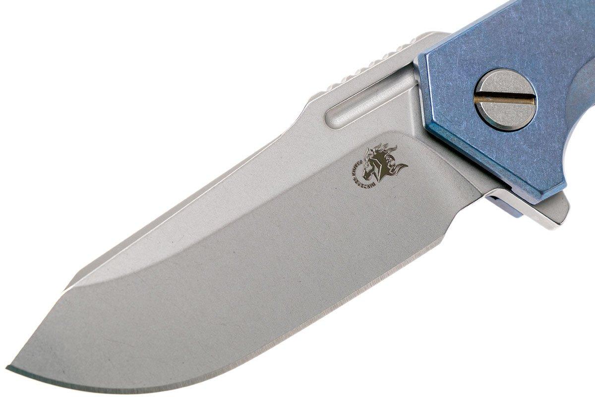 Rick Hinderer Half Track Blue Ti 2.75" stonewashed pocket knife ...