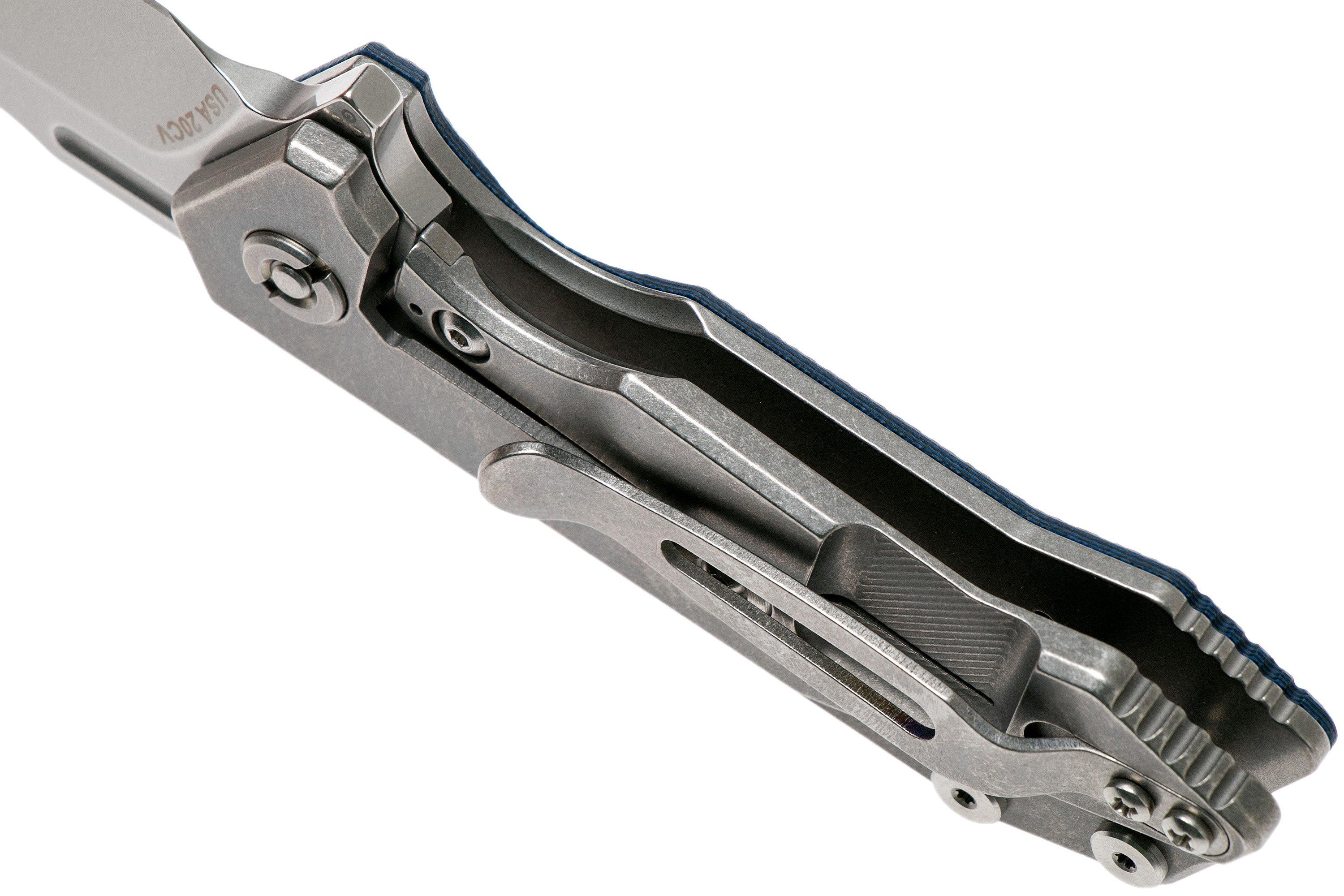 Rick Hinderer Half Track Gen 2, Spearpoint 20CV, Black & Blue G10 ...