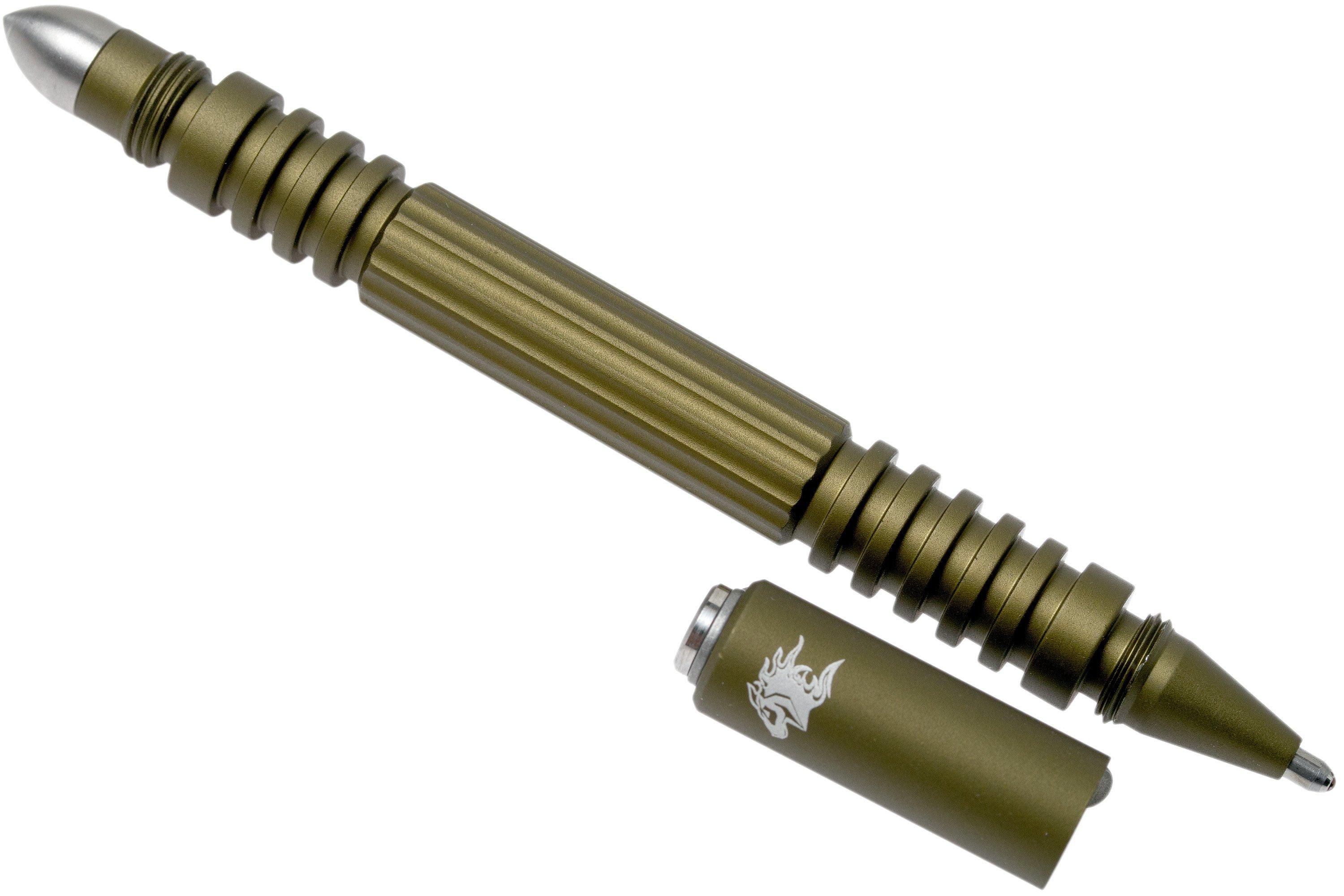 Rick Hinderer Investigator Pen Aluminium Matte OD Green, tactical pen ...