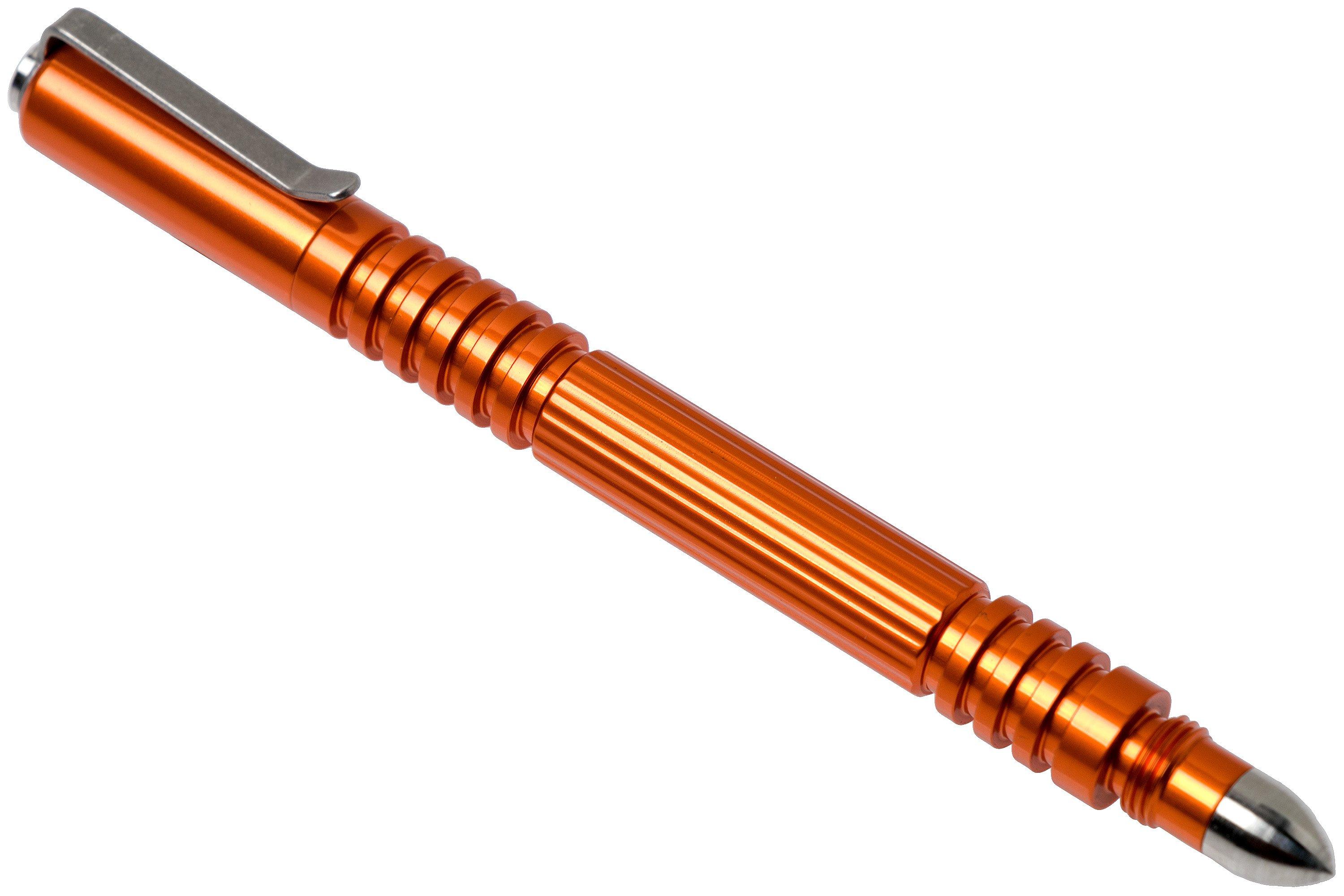 Rick Hinderer Investigator Pen Aluminium Polished Orange, tactical pen ...