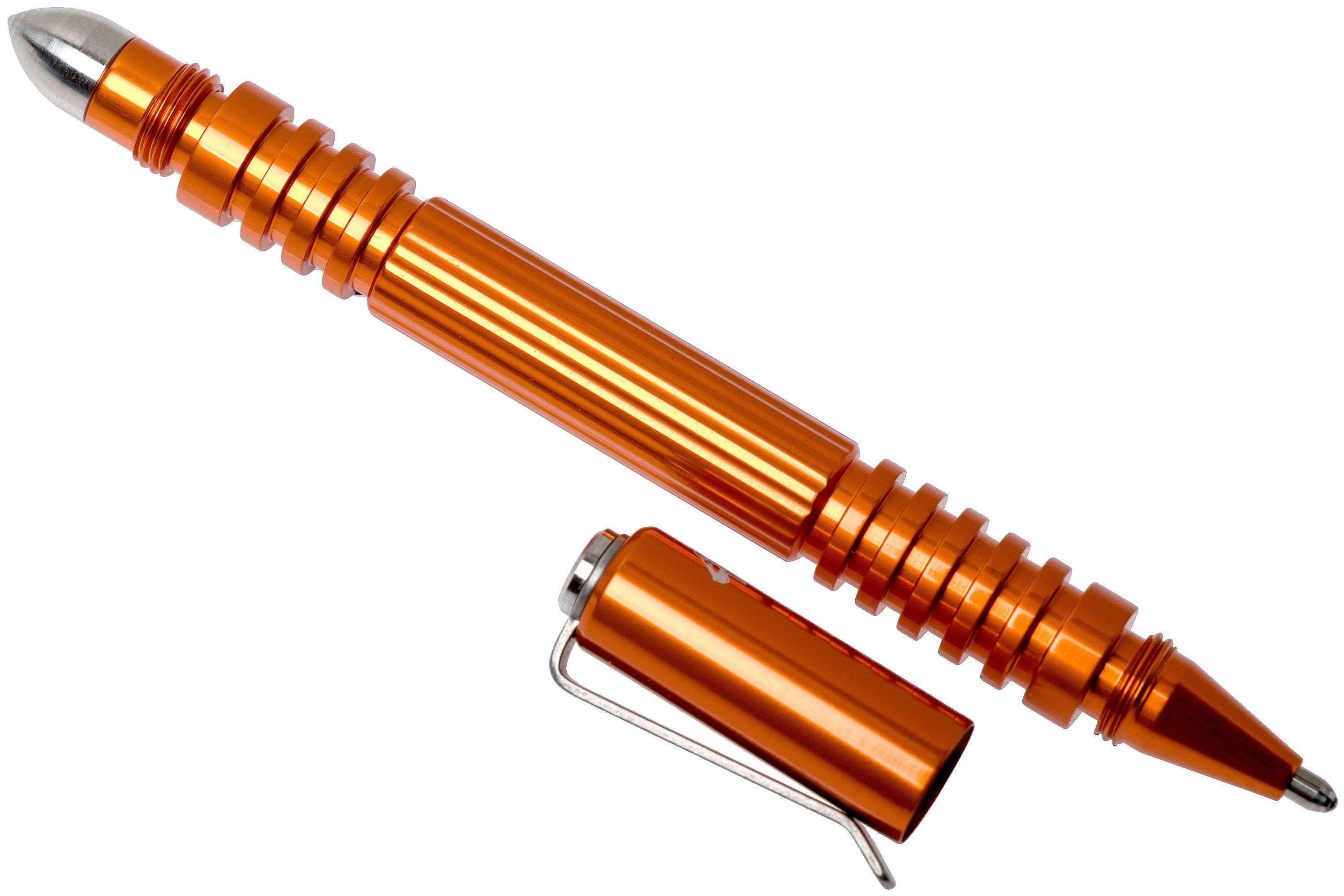 Rick Hinderer Investigator Pen Aluminium Polished Orange, tactical pen ...