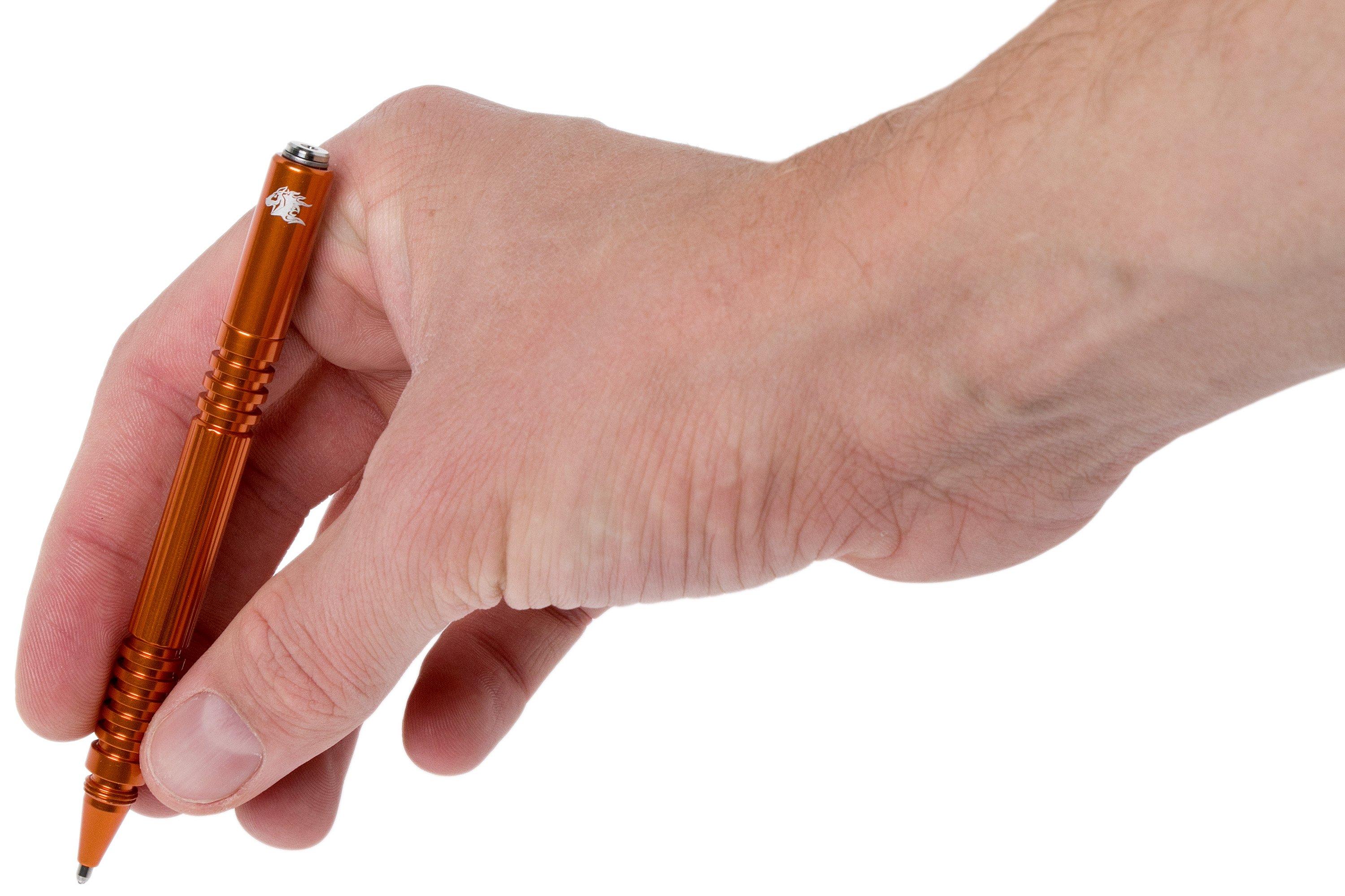 Rick Hinderer Investigator Pen Aluminium Polished Orange, tactical pen ...