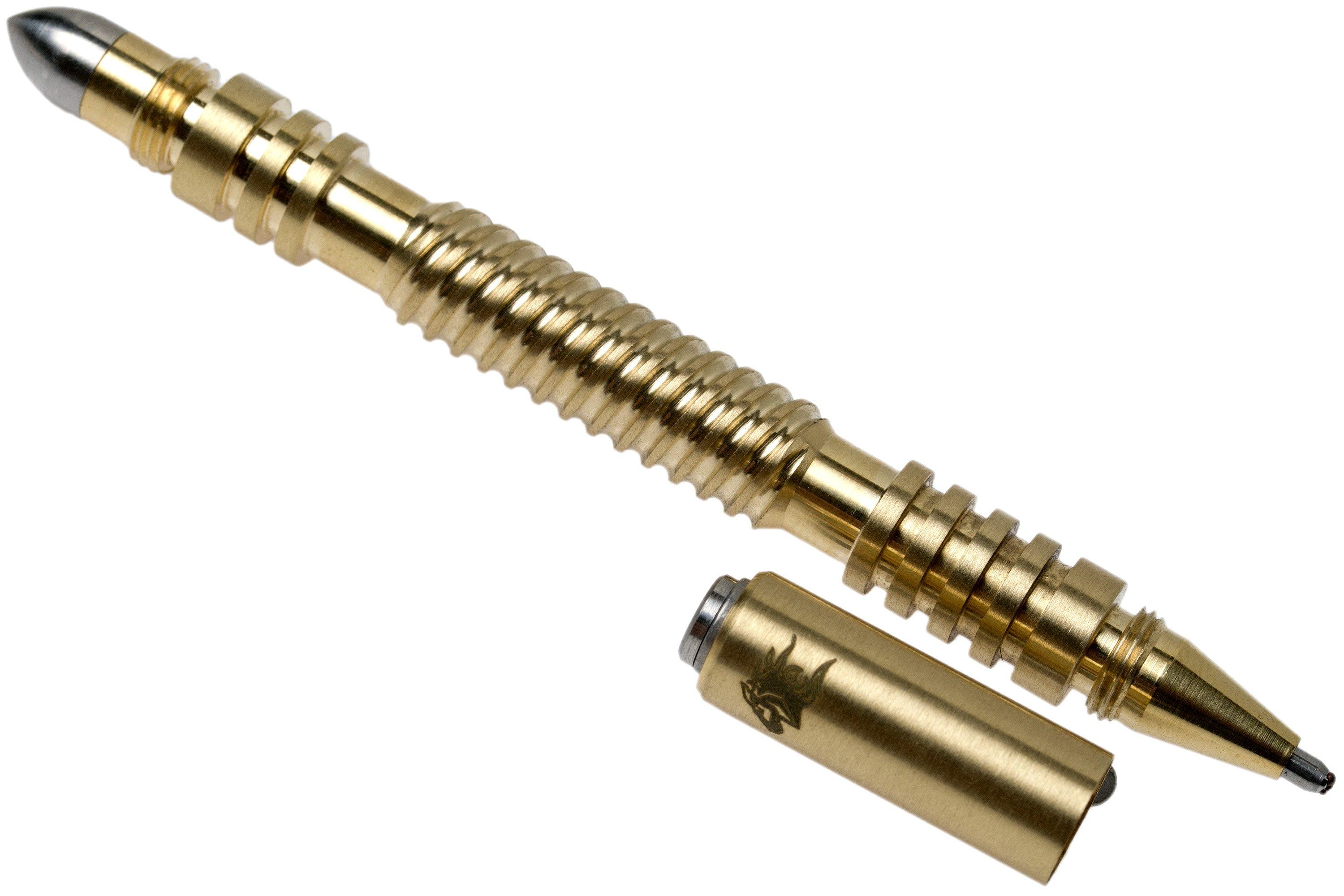 Rick Hinderer Spiral Investigator Pen Brass, tactical pen ...