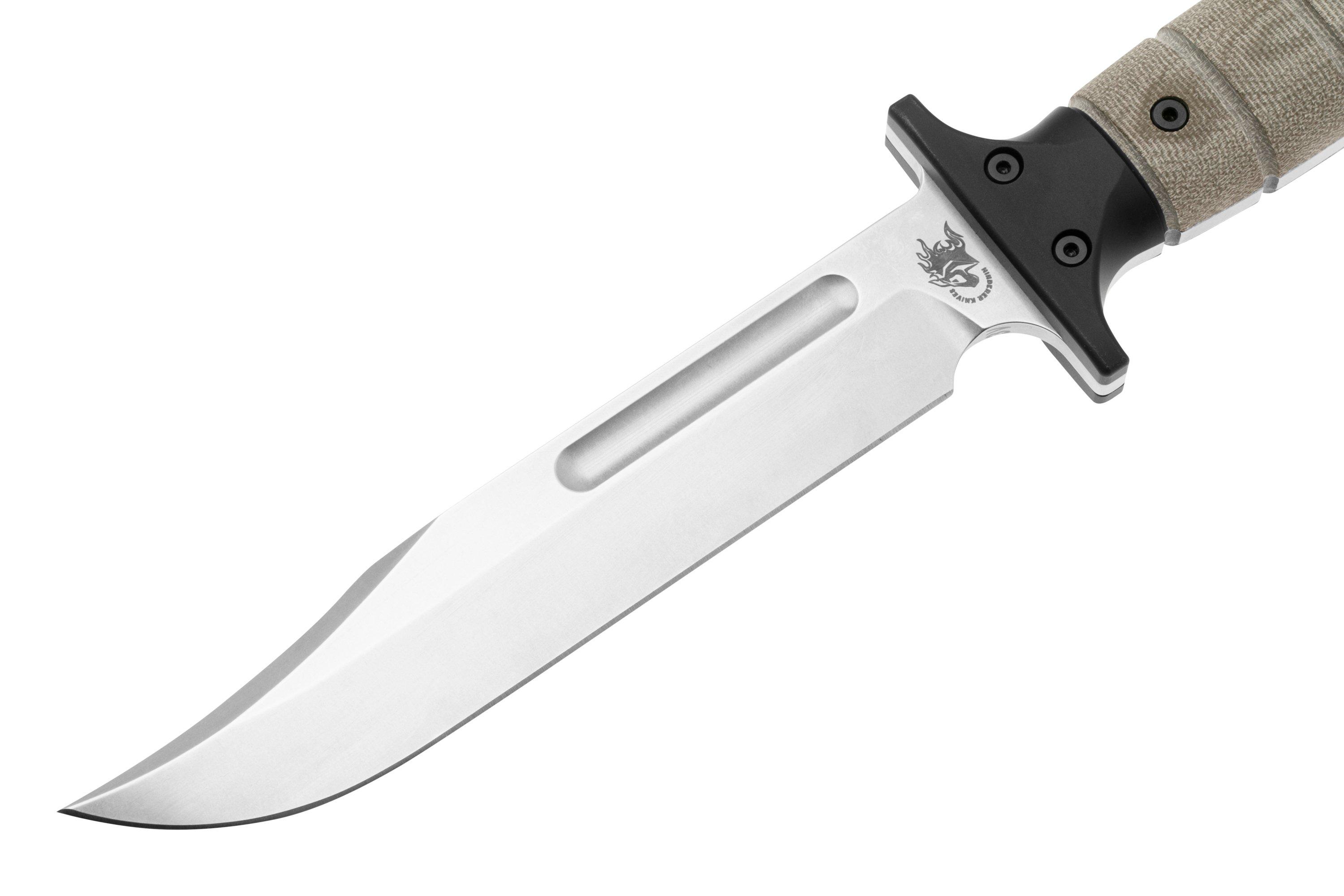 Rick Hinderer KA-BAR Stonewashed 3V, OD Green Micarta, fixed knife ...