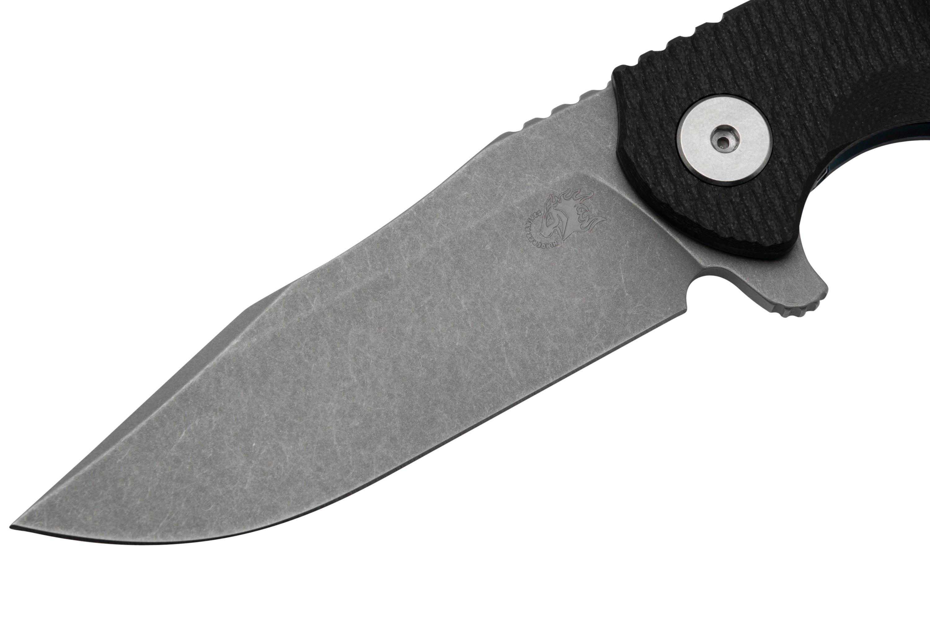 Rick Hinderer Project X, MagnaCut Clip point, Battle Blue, Black G10 ...