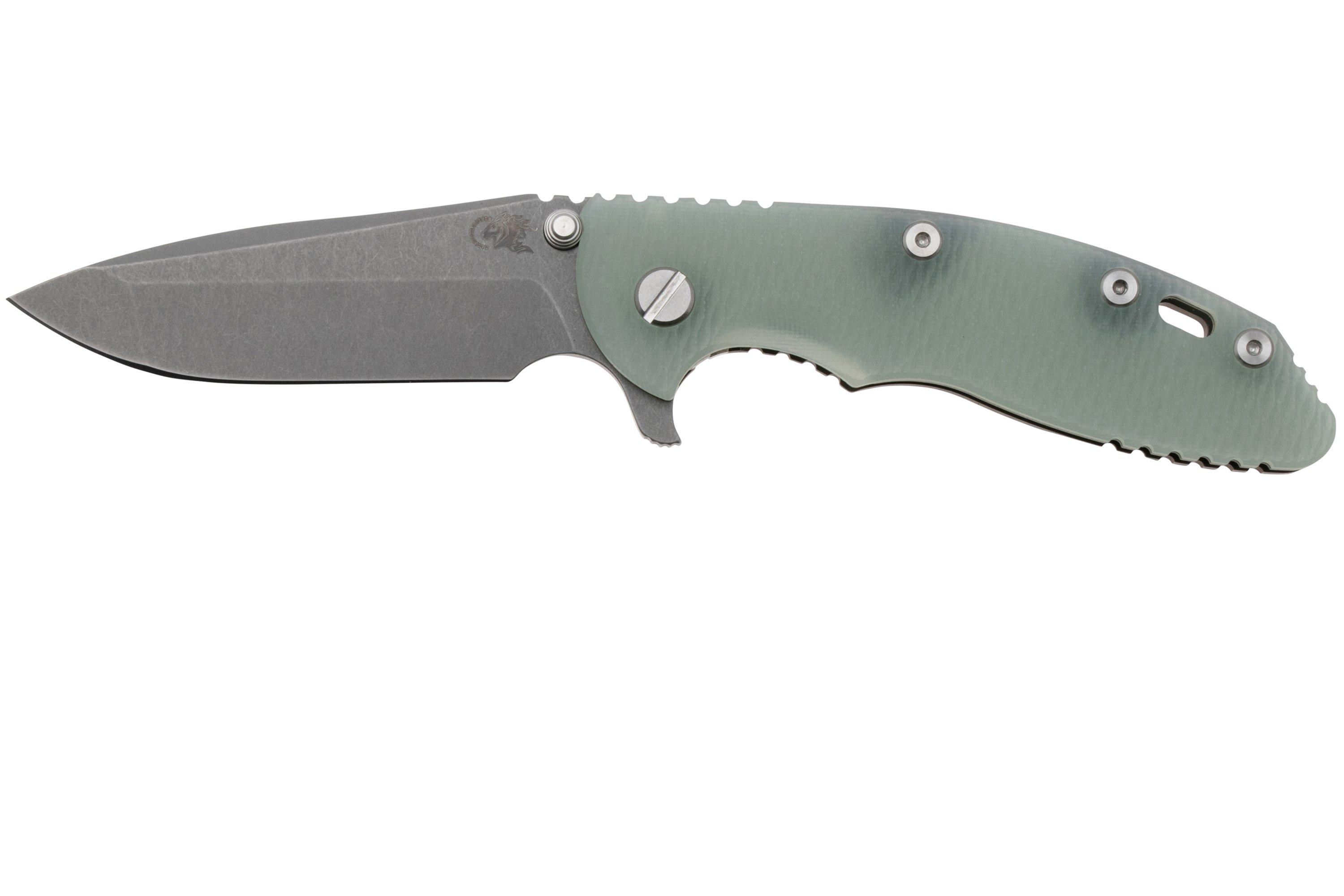 Rick Hinderer XM-18 3.5" Spanto S45N, Battle Bronze, Translucent Green ...