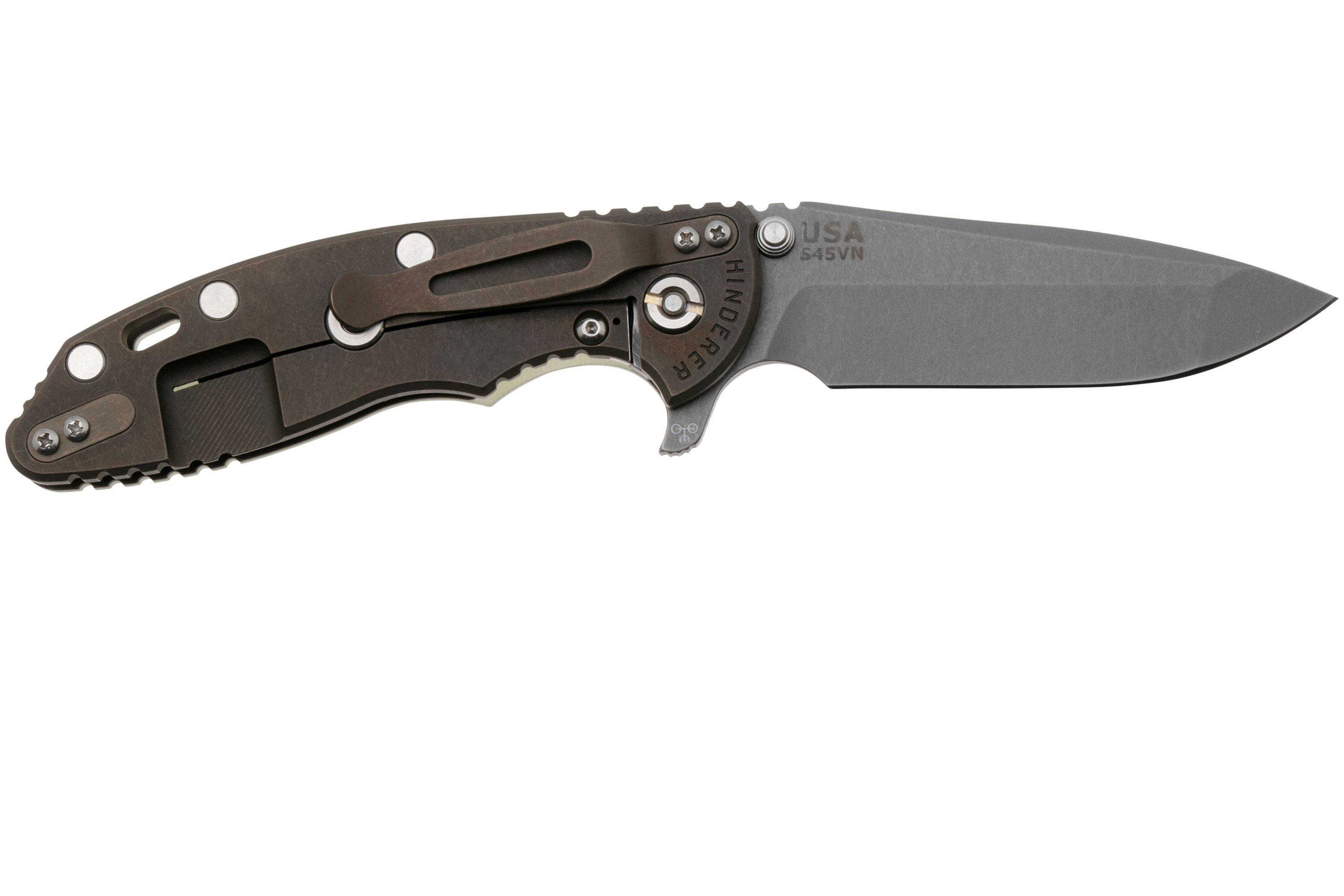 Rick Hinderer XM-18 3.5" Spanto S45N, Battle Bronze, Translucent Green ...