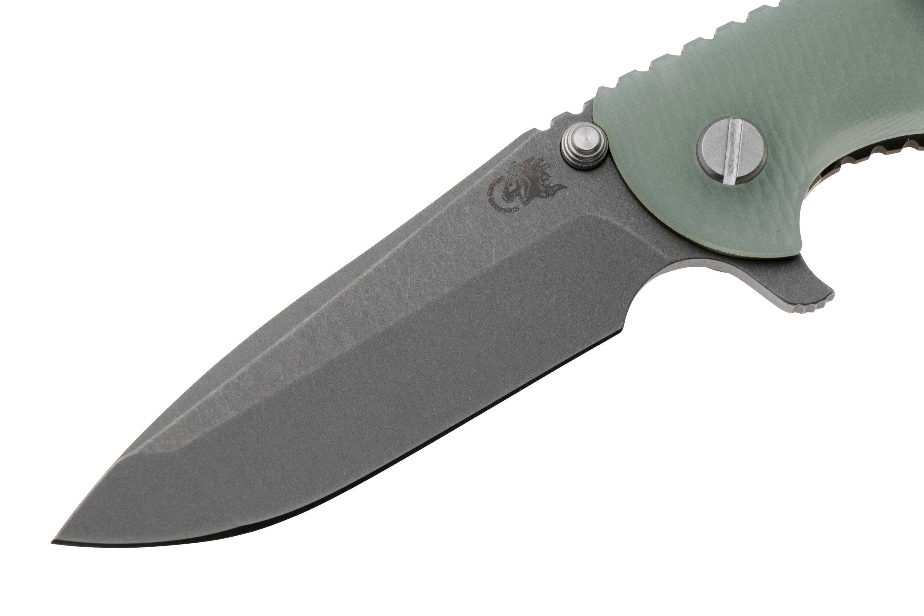 Rick Hinderer XM-18 3.5" Spanto S45N, Battle Bronze, Translucent Green ...