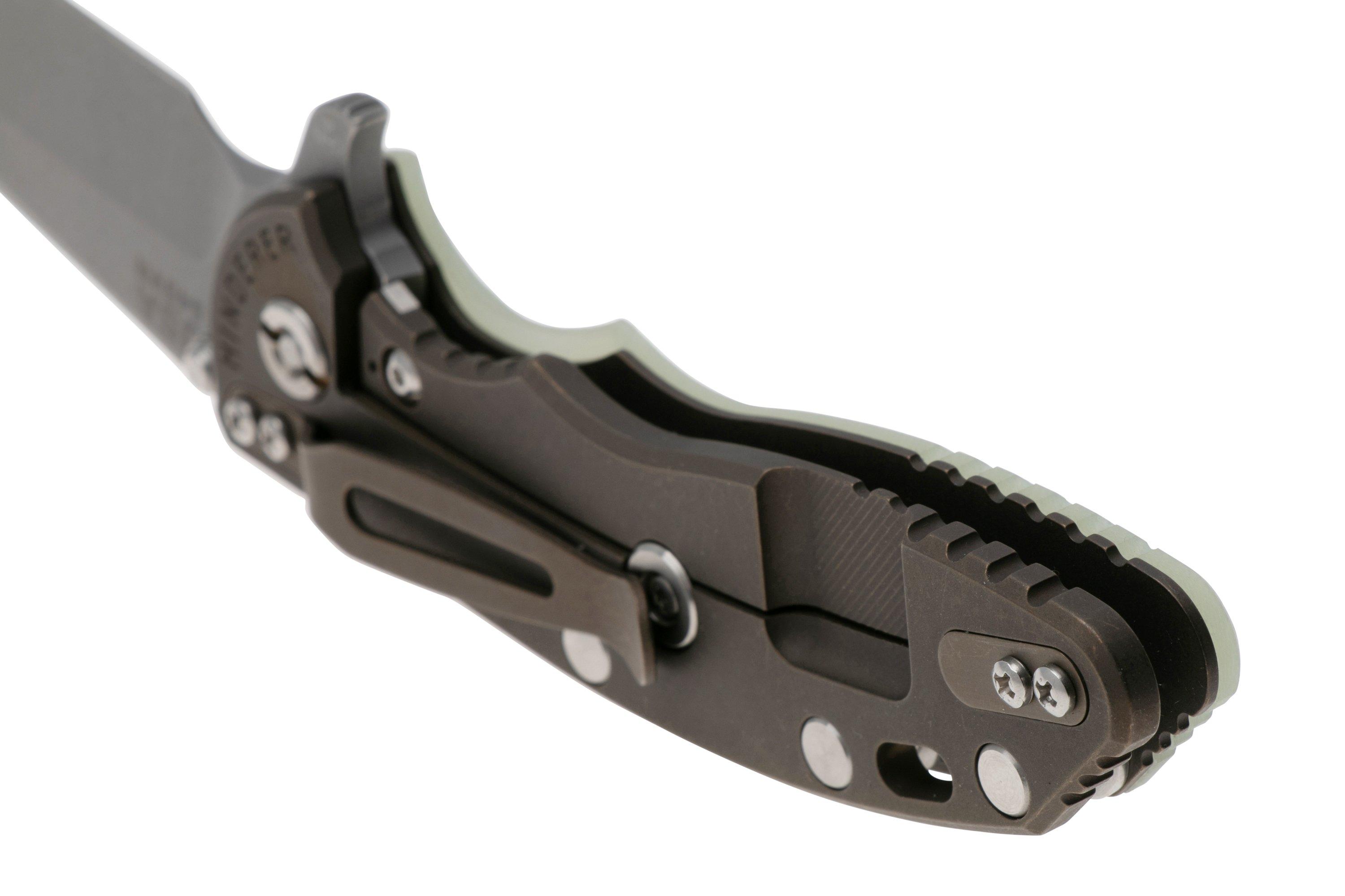 Rick Hinderer XM-18 3.5" Spanto S45N, Battle Bronze, Translucent Green ...