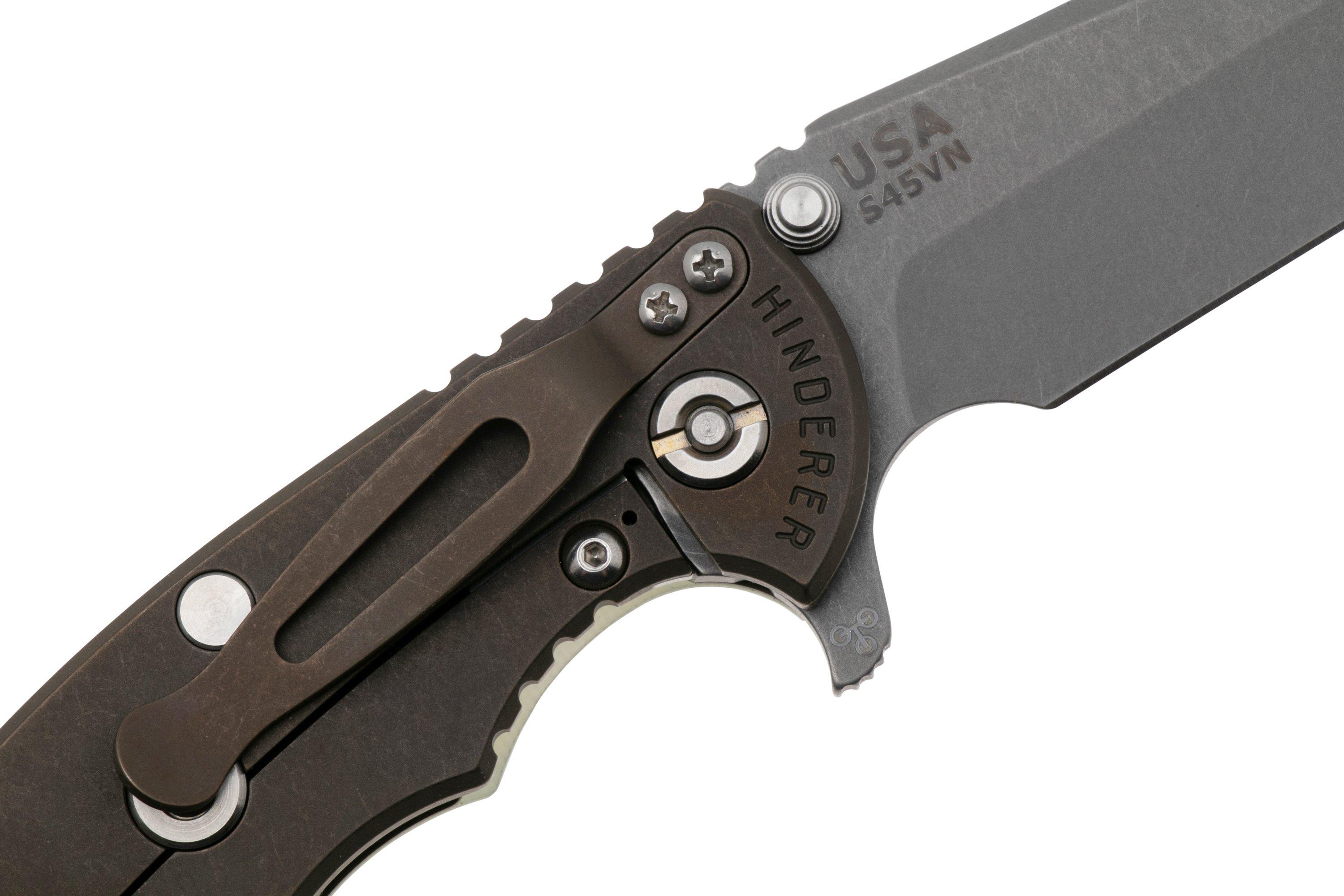 Rick Hinderer XM-18 3.5" Spanto S45N, Battle Bronze, Translucent Green ...