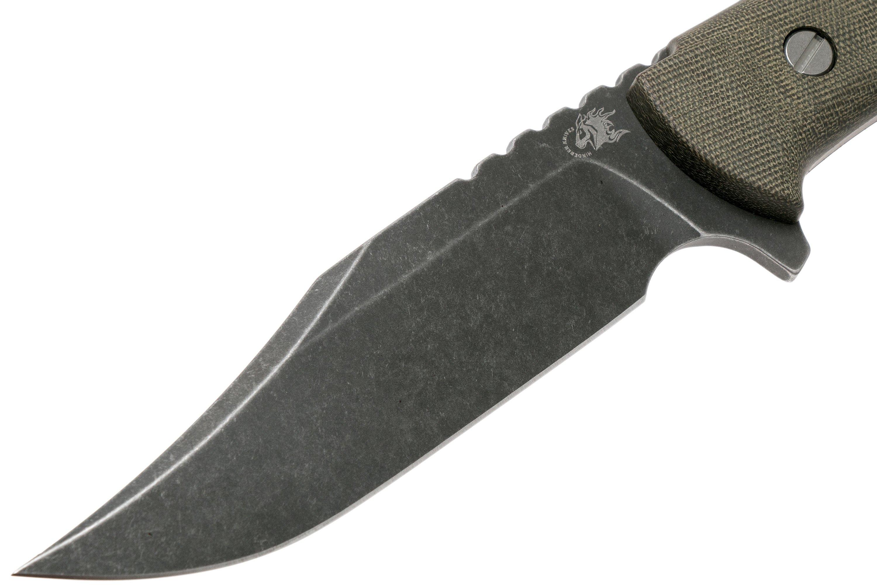 Rick Hinderer Ranch Bowie Green Canvas Micarta, Battle Black, bowie ...