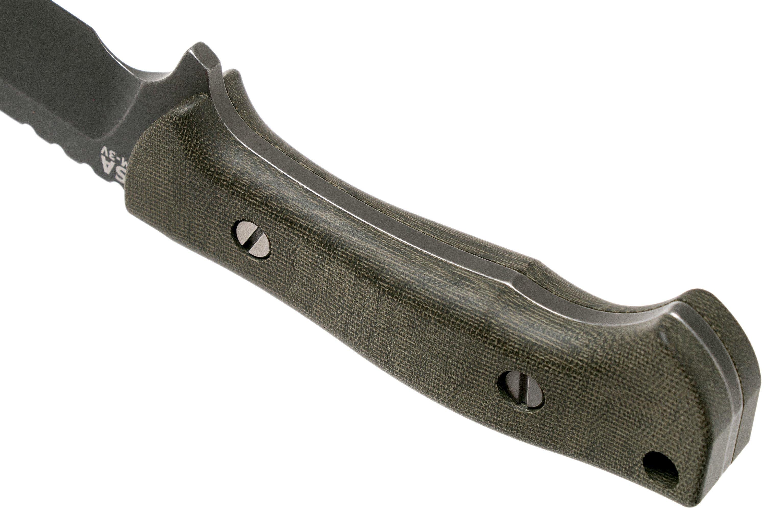 Rick Hinderer Ranch Bowie Green Canvas Micarta, Battle Black, bowie ...