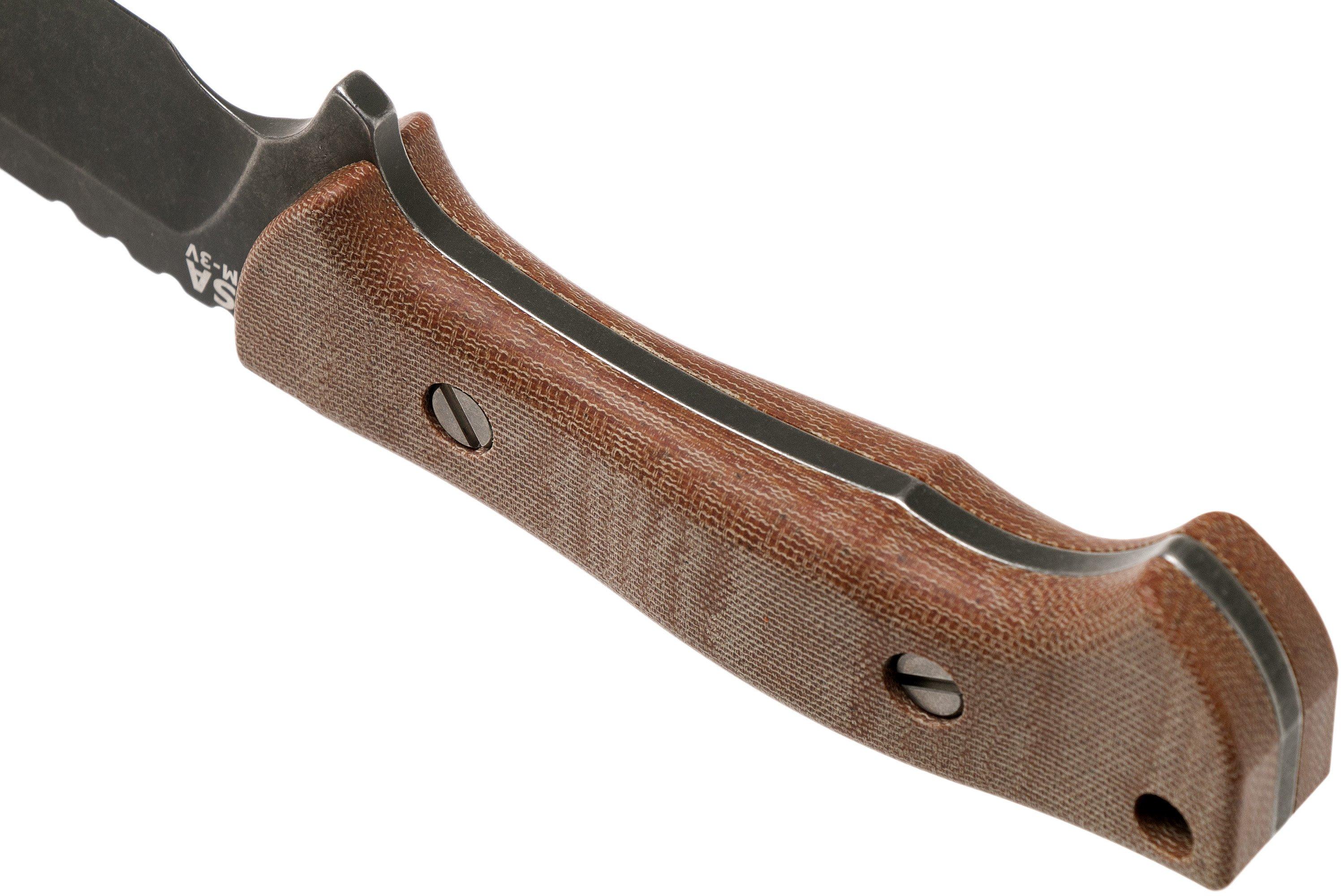 Rick Hinderer Ranch Bowie Natural Canvas Micarta, Battle Black, bowie ...