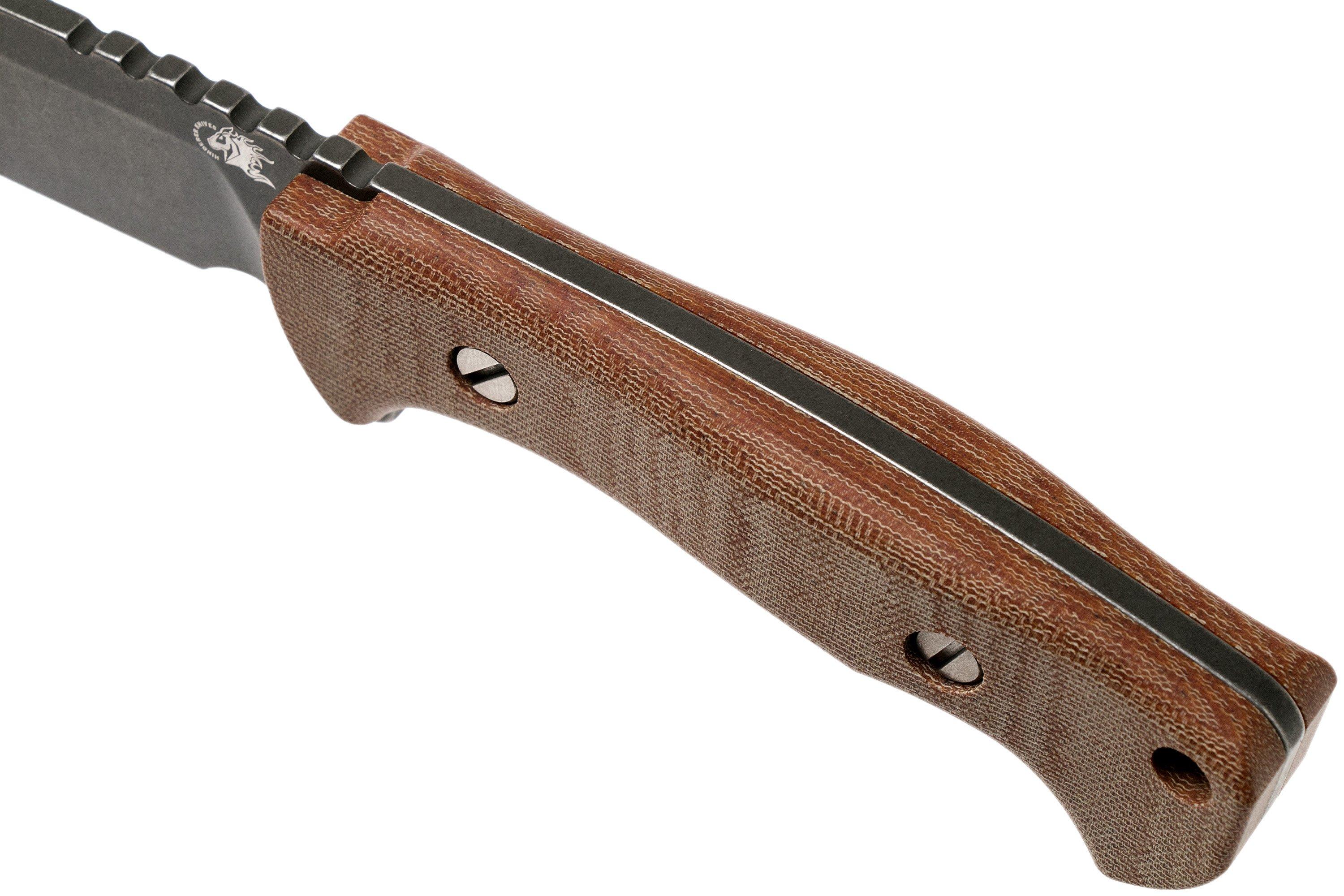 Rick Hinderer Ranch Bowie Natural Canvas Micarta, Battle Black, bowie ...