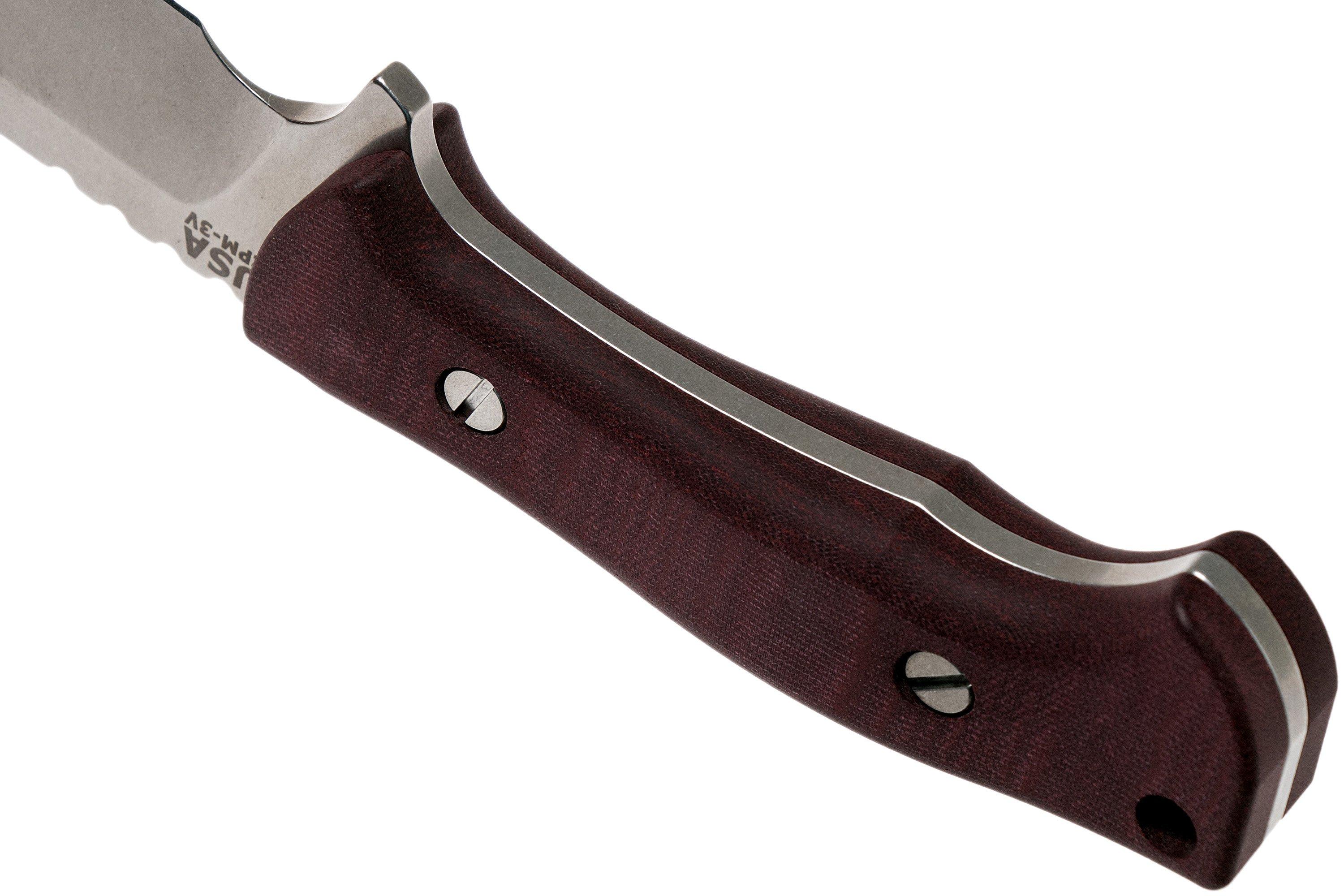 Rick Hinderer Ranch Bowie Burgundy Canvas Micarta, Stonewashed, bowie ...