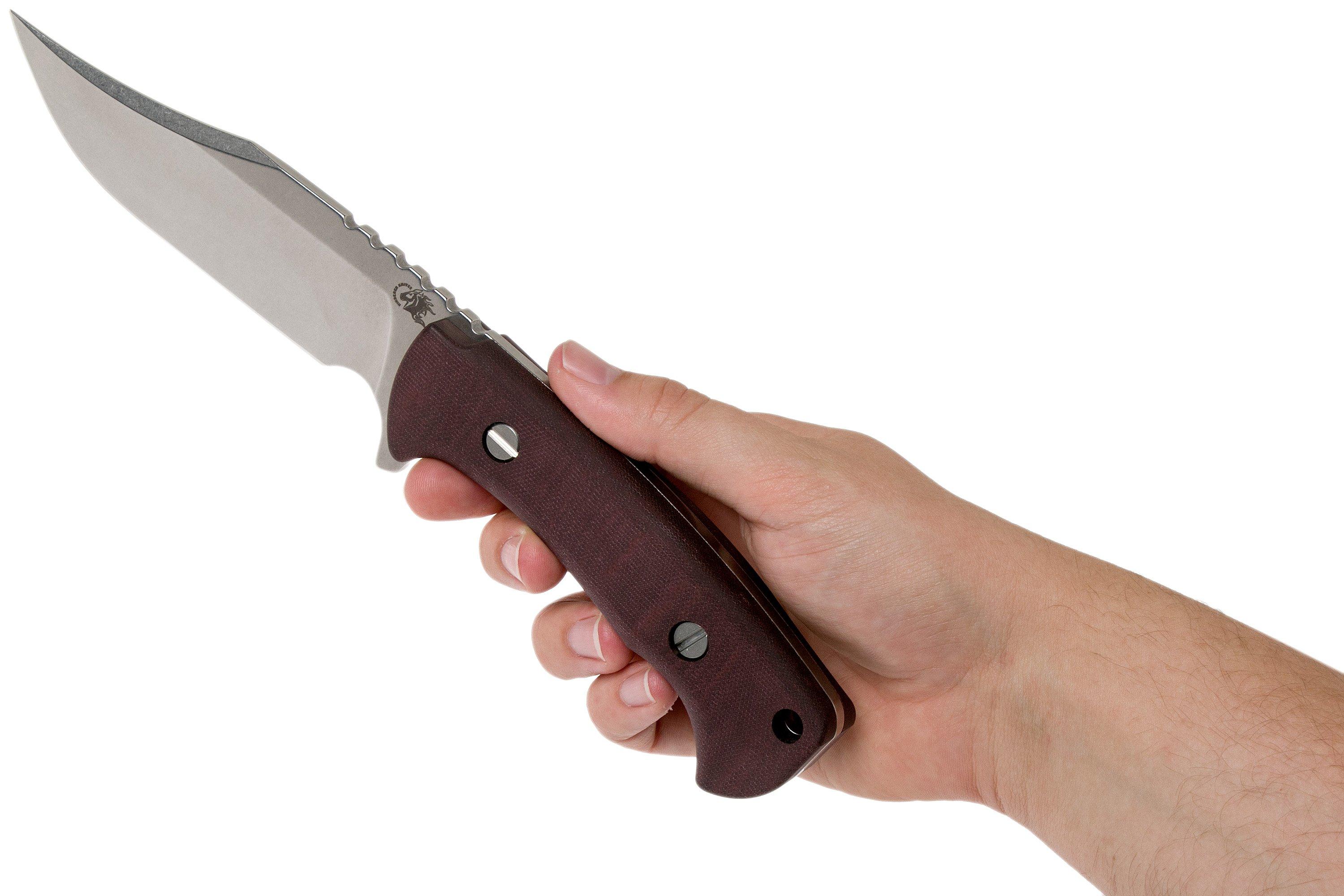 Rick Hinderer Ranch Bowie Burgundy Canvas Micarta, Stonewashed, bowie ...