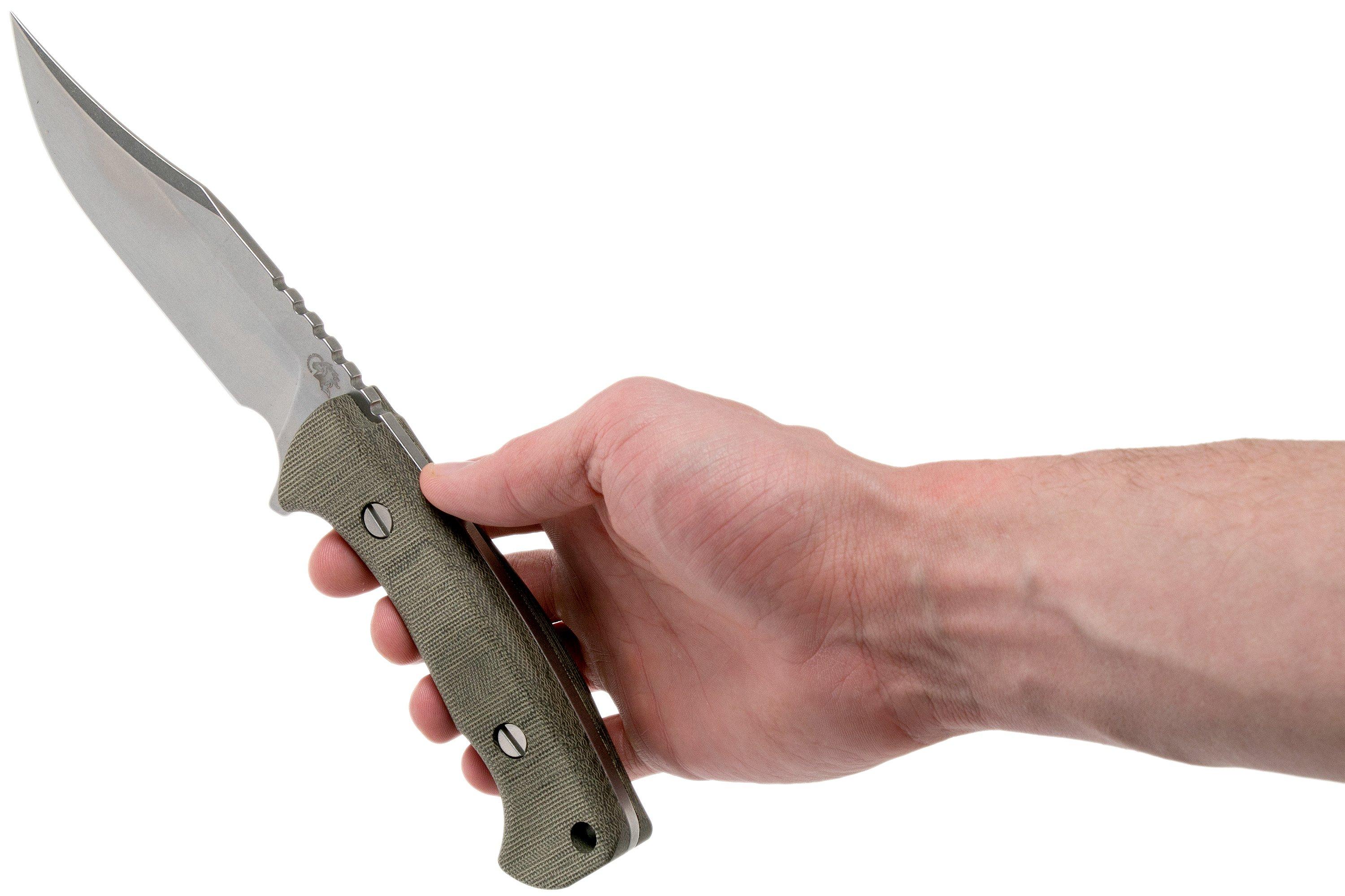 Rick Hinderer Ranch Bowie Green Canvas Micarta, Stonewashed, bowie ...