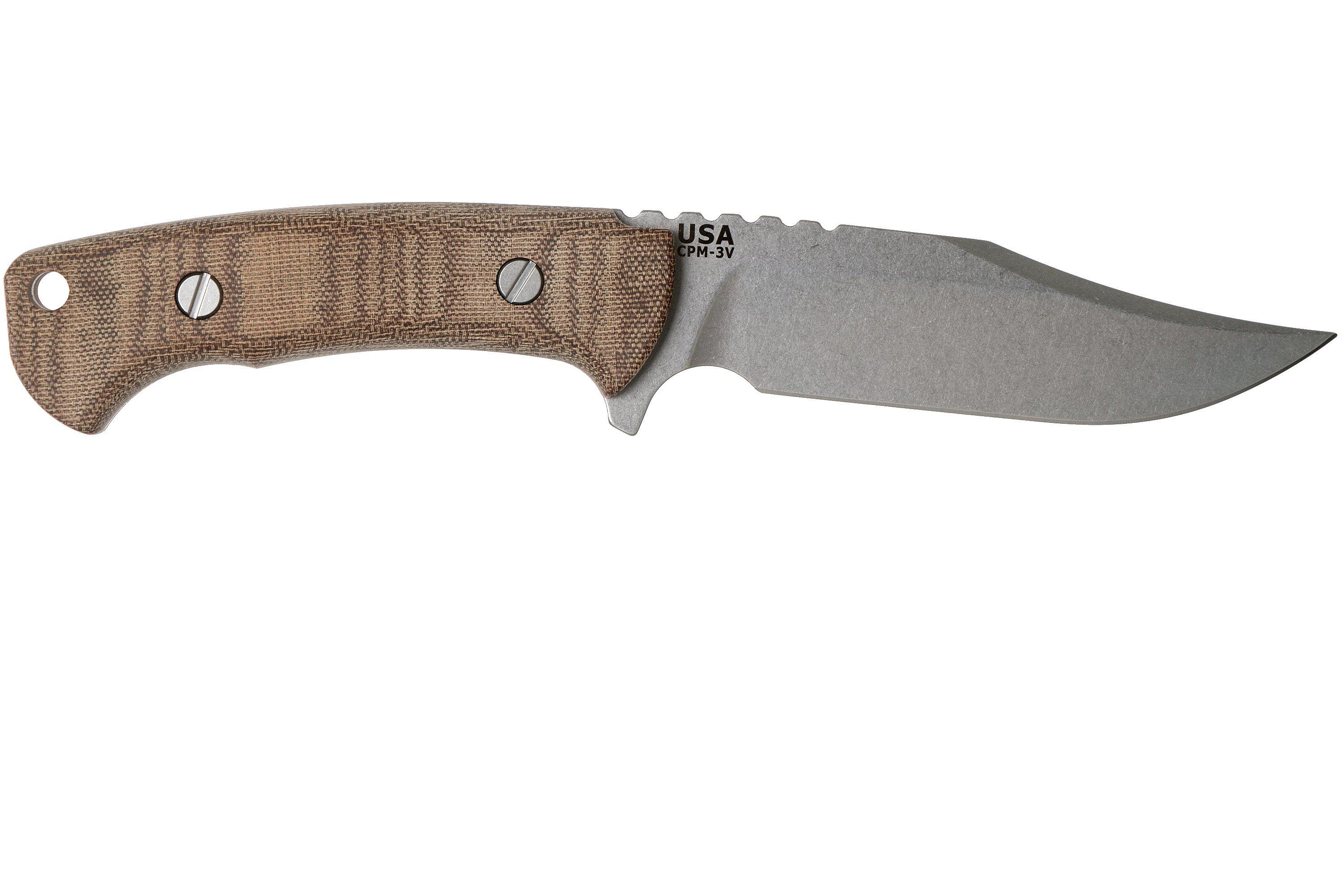 Rick Hinderer Ranch Bowie Natural Canvas Micarta, Stonewashed, bowie ...