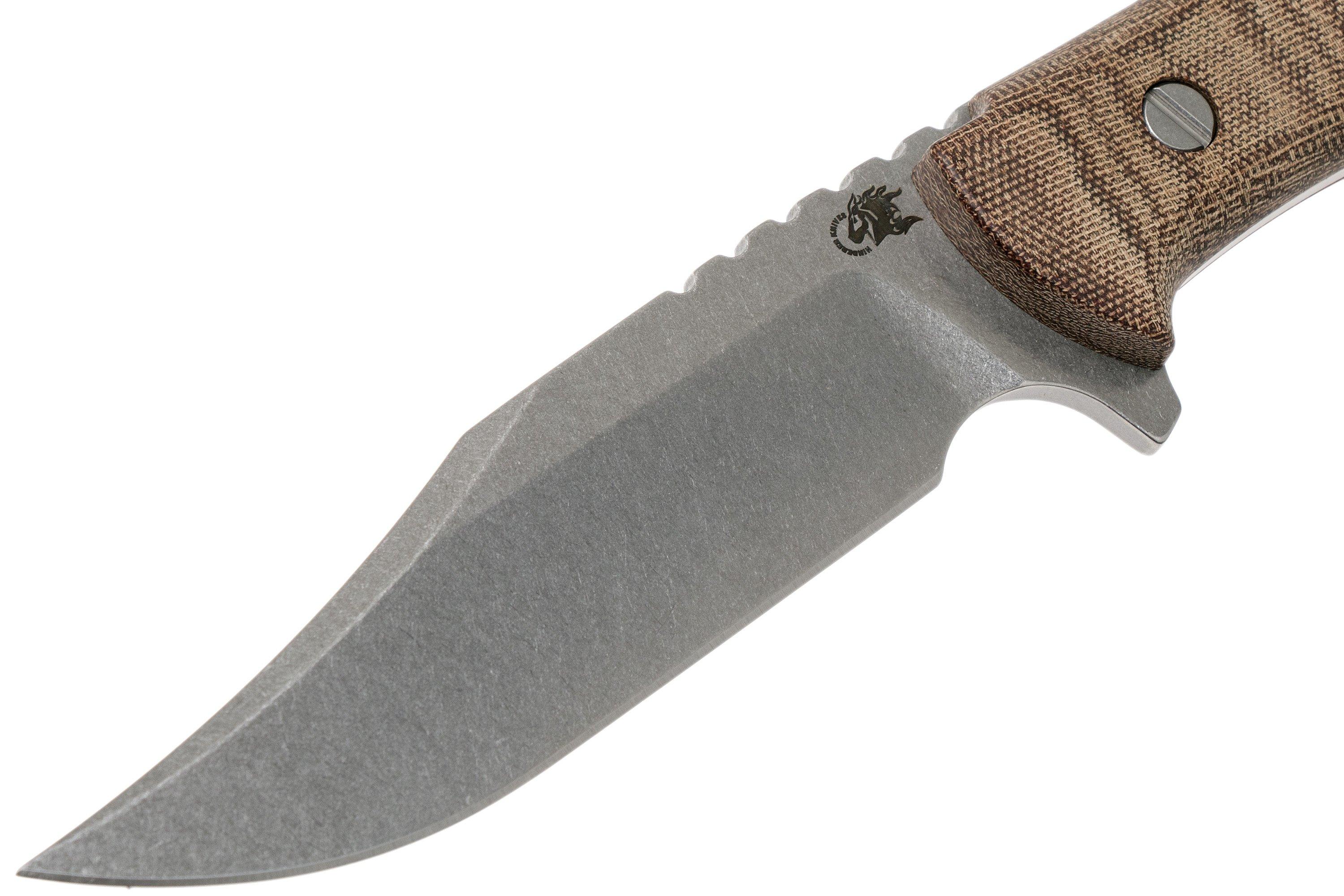 Rick Hinderer Ranch Bowie Natural Canvas Micarta, Stonewashed, bowie ...
