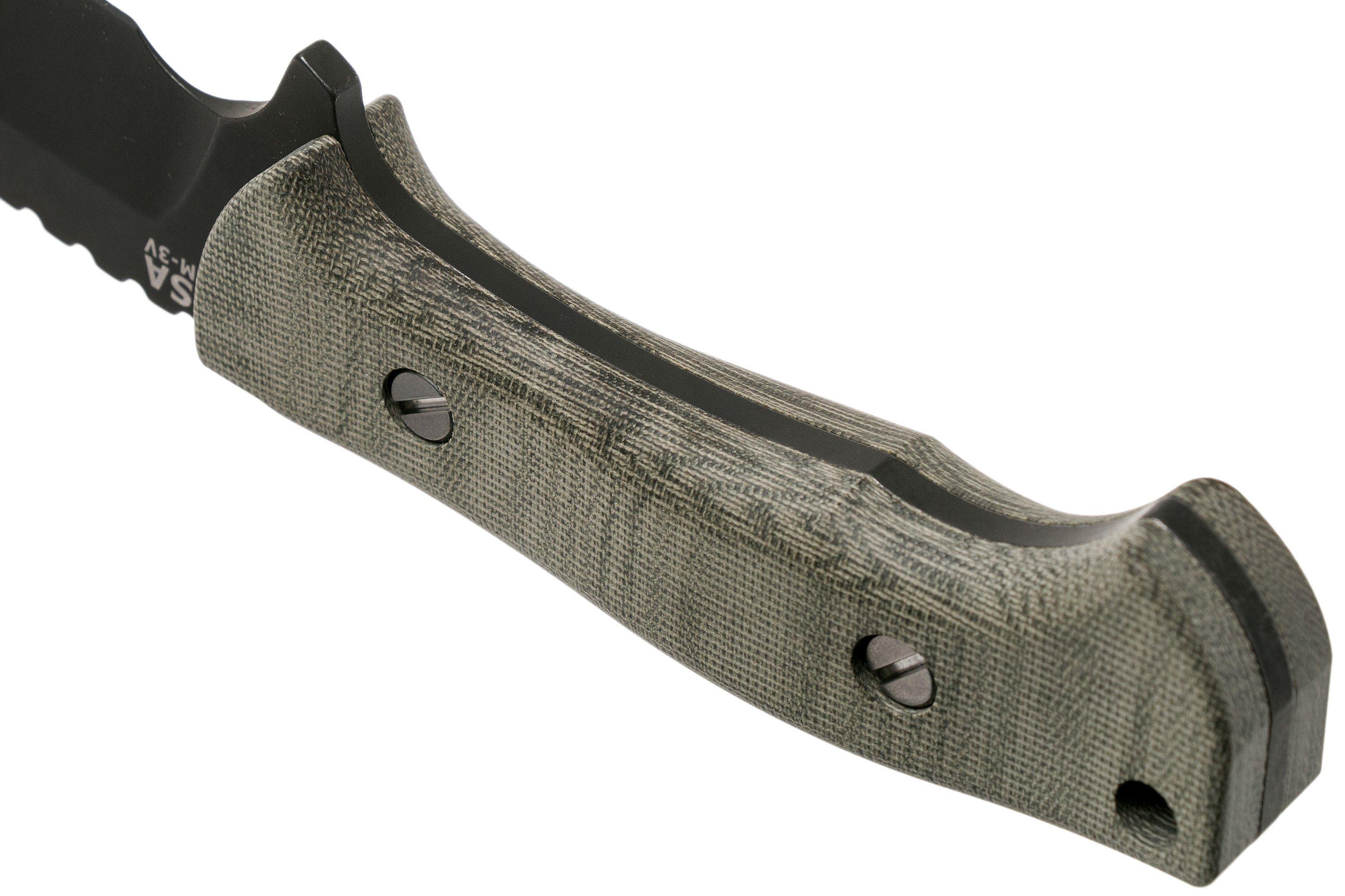 Rick Hinderer Ranch Harpoon Spanto Battle Black Green Micarta survival ...