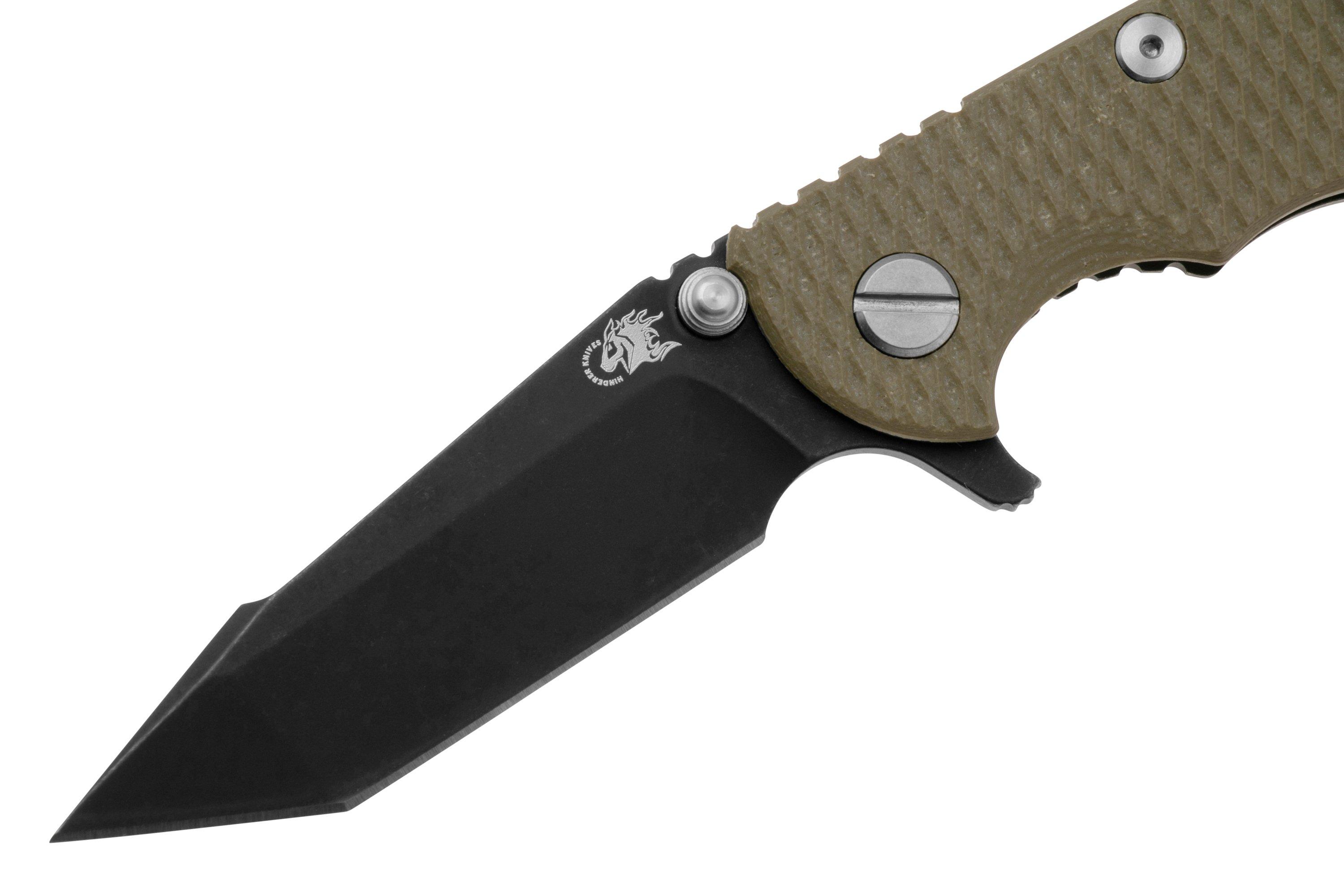 Rick Hinderer XM-18 3.0" Harpoon Tanto, Tri-Way, Blackwash S45VN, OD ...