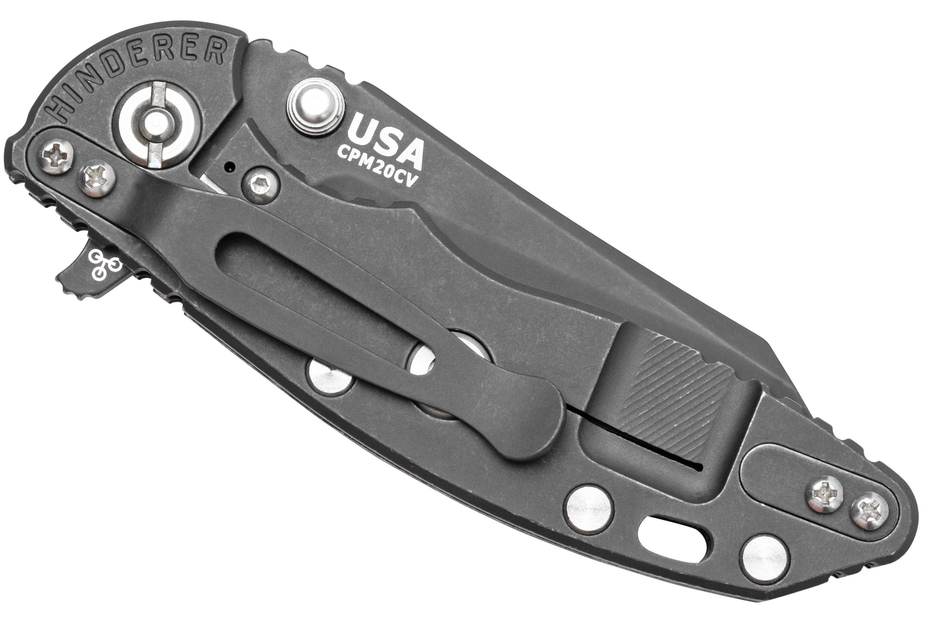 Rick Hinderer XM-18 3" Wharncliffe 20CV Battle Black DLC, Black G10 ...