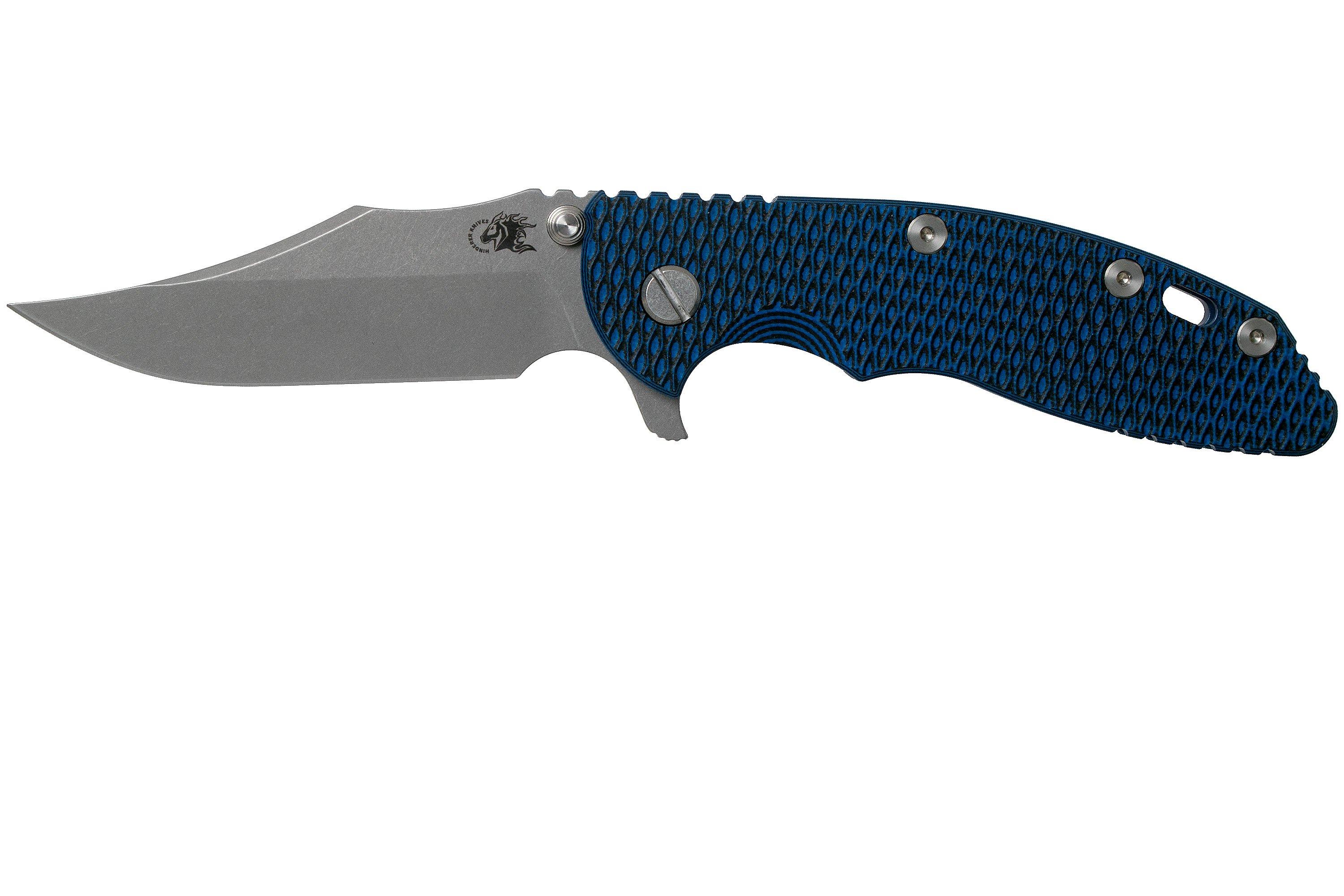 Rick Hinderer XM-18 3.5 Bowie 20CV Battle Blue, Blue-Black G10 pocket ...