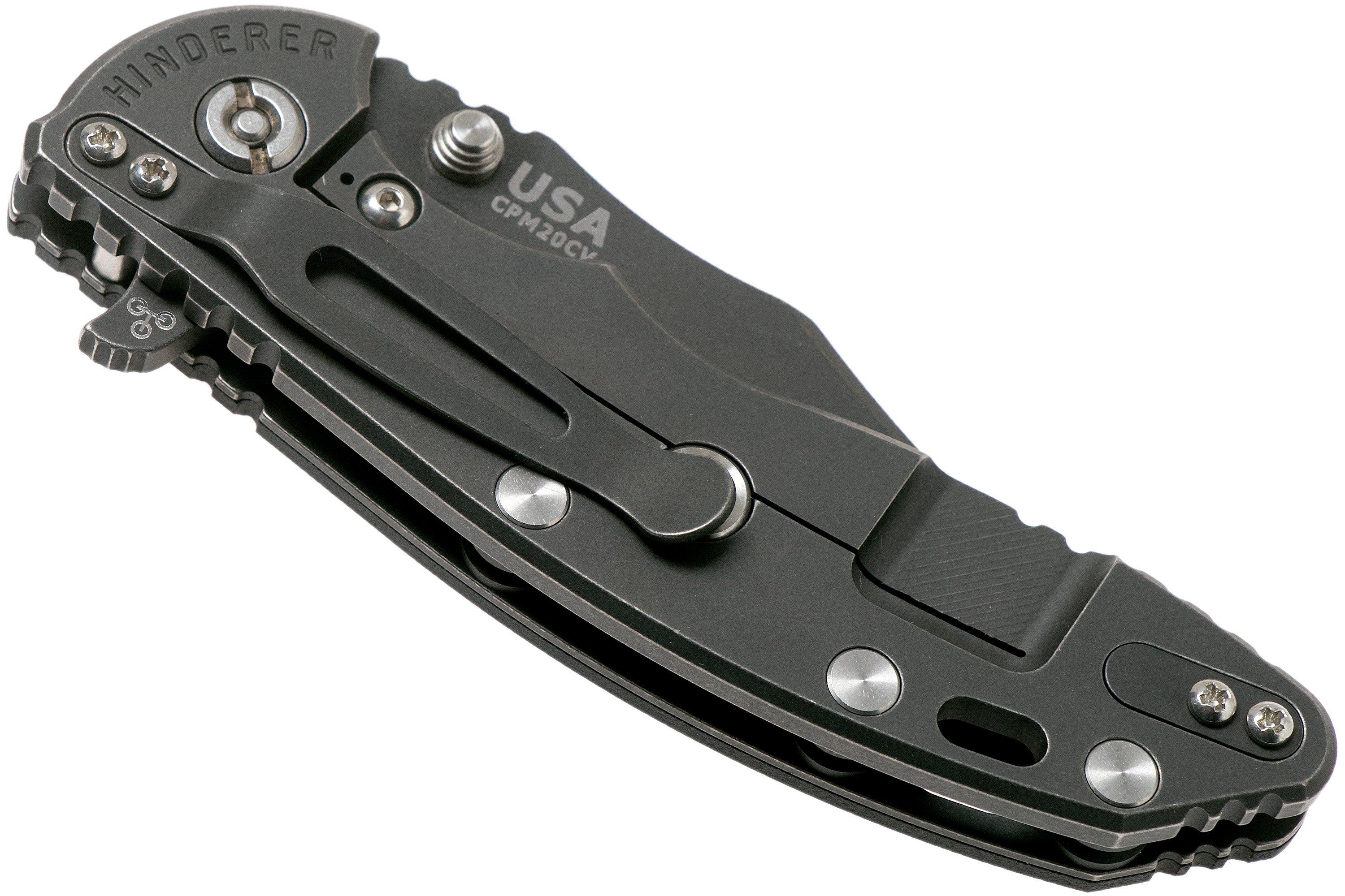 Rick Hinderer XM-18 3.5 Bowie 20CV Battle Black, Black G10 pocket knife ...