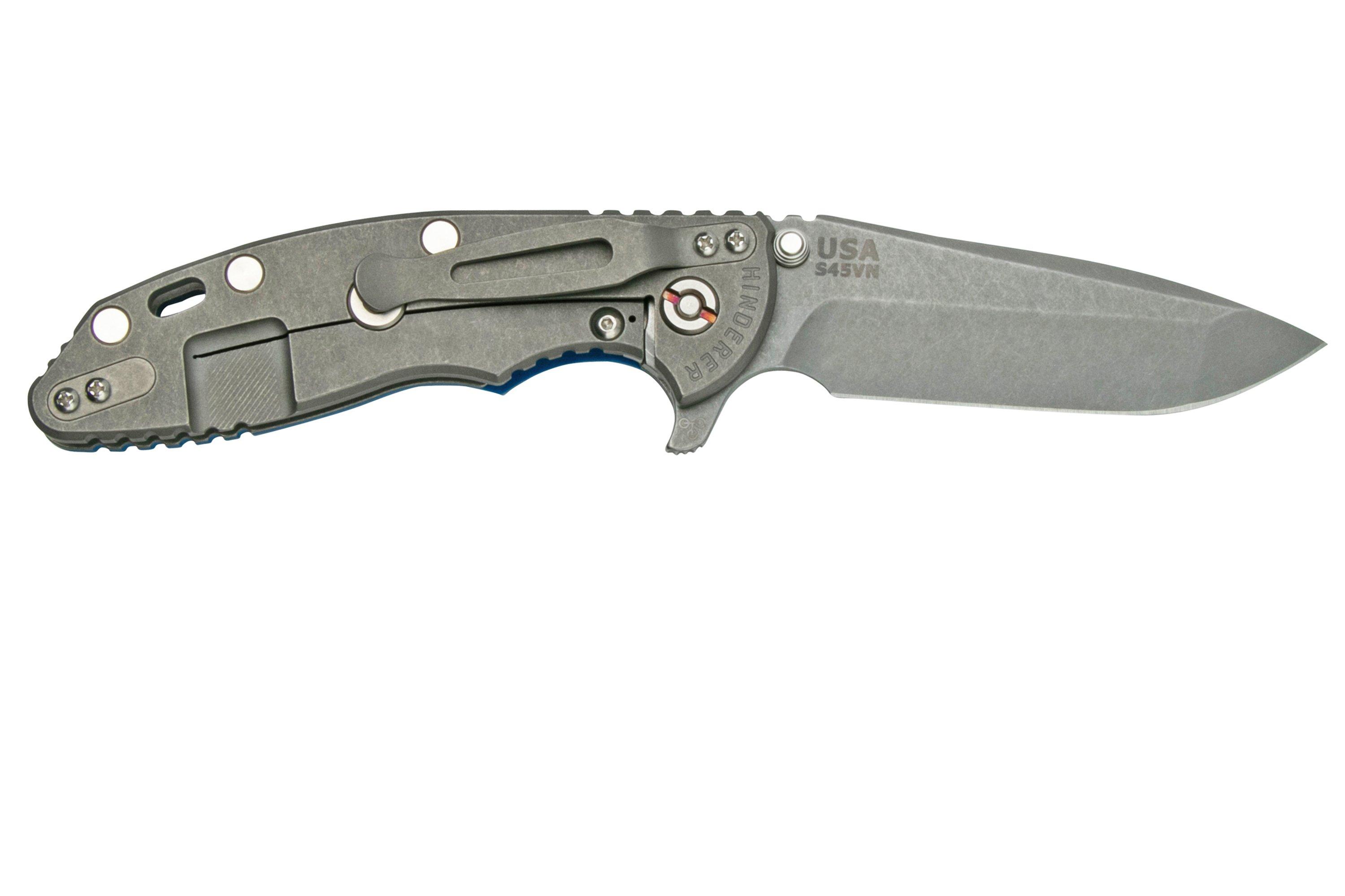 Rick Hinderer XM-18 3.5" Spanto S45VN Working Finish, Blue G10, CPM ...