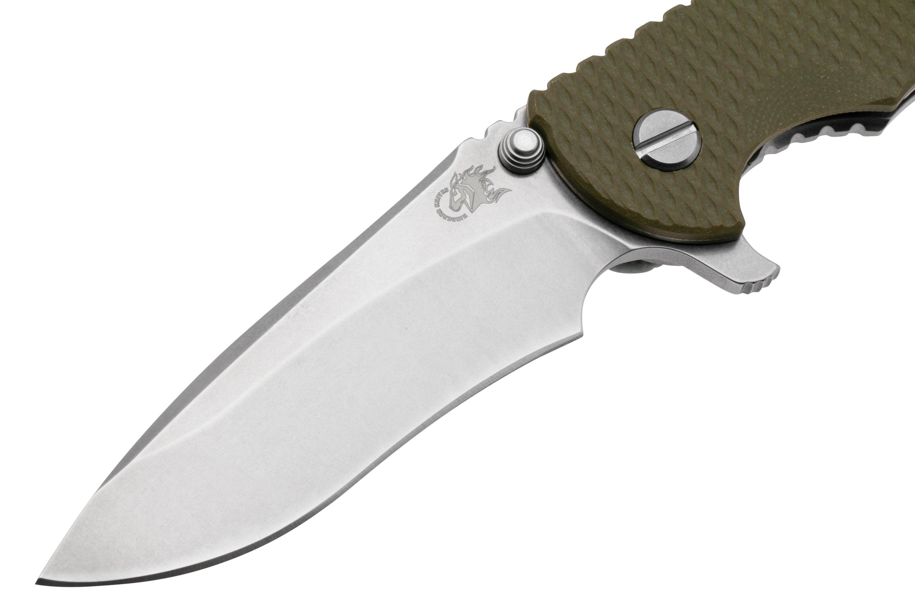 Rick Hinderer XM-18, 3.5" Recurve Tri-way Stonewash Green G10, pocket ...