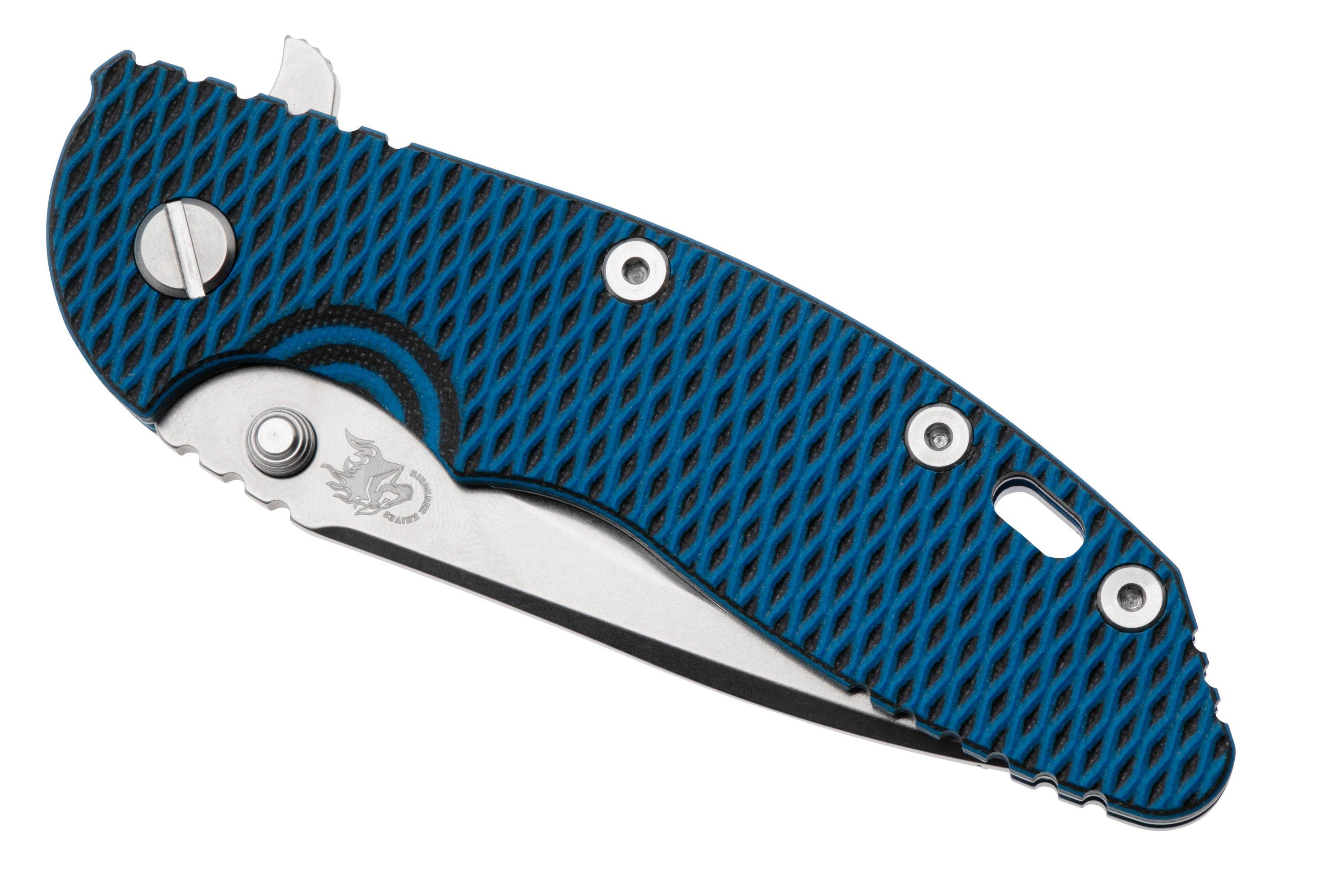 Rick Hinderer XM-18, 3.5" Recurve Tri-way Stonewash Blue, Blue/Black ...