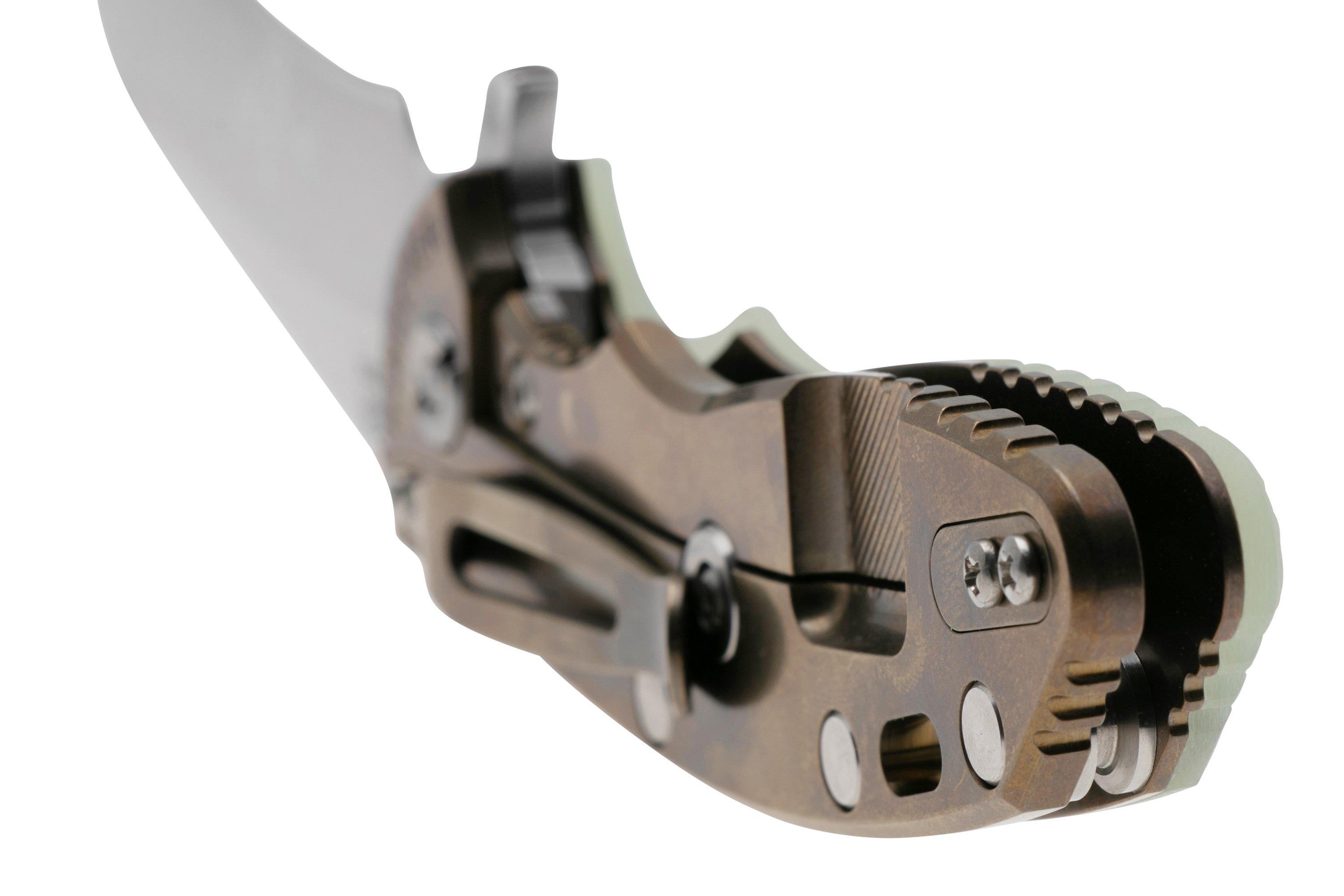 Rick Hinderer XM-18, 3.5" Recurve Tri-way Stonewash Bronze Translucent ...