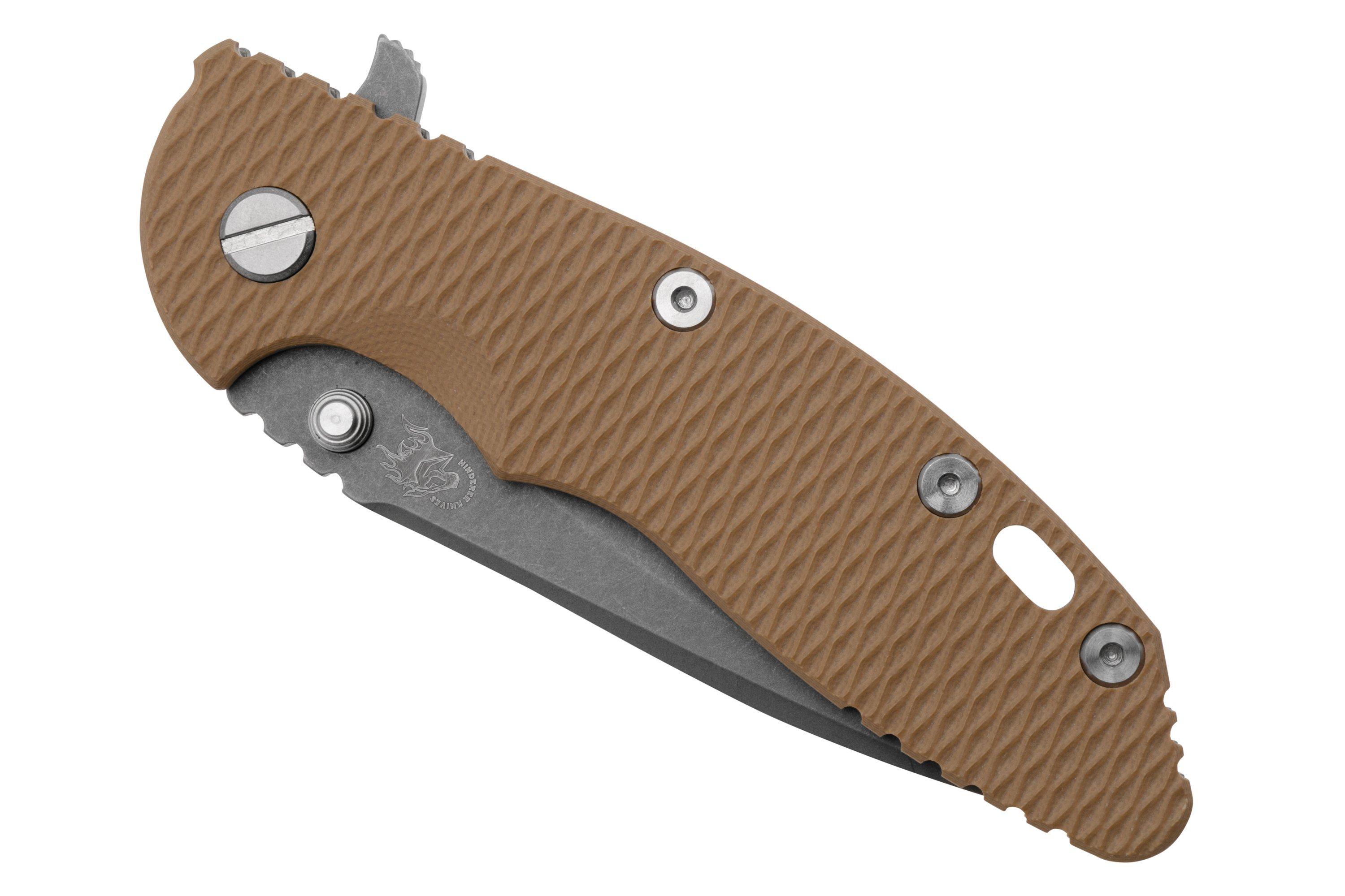 Rick Hinderer XM-18, 3.5" Recurve Tri-way Working Finish Coyote G10 ...