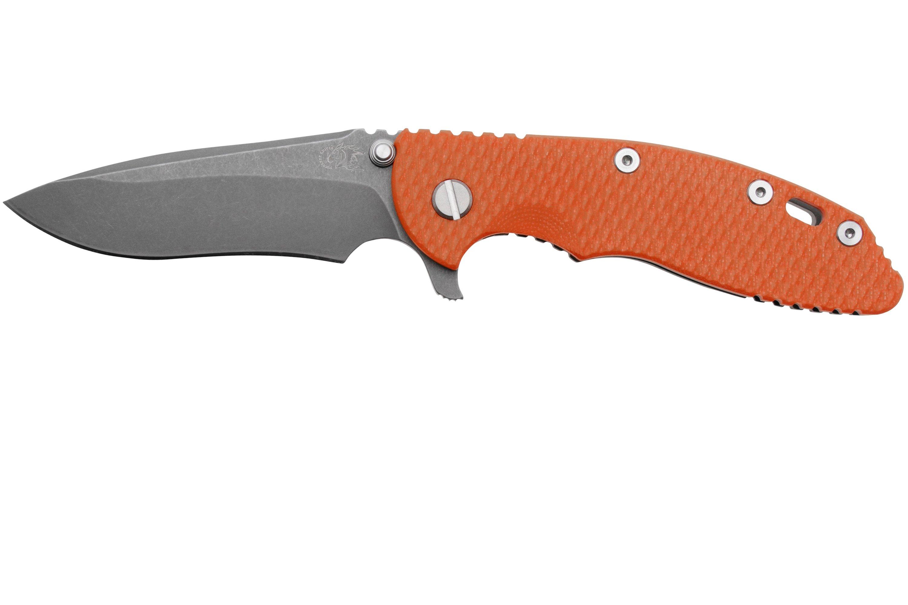Rick Hinderer XM-18, 3.5" Recurve Tri-way Working Finish Orange G10 ...
