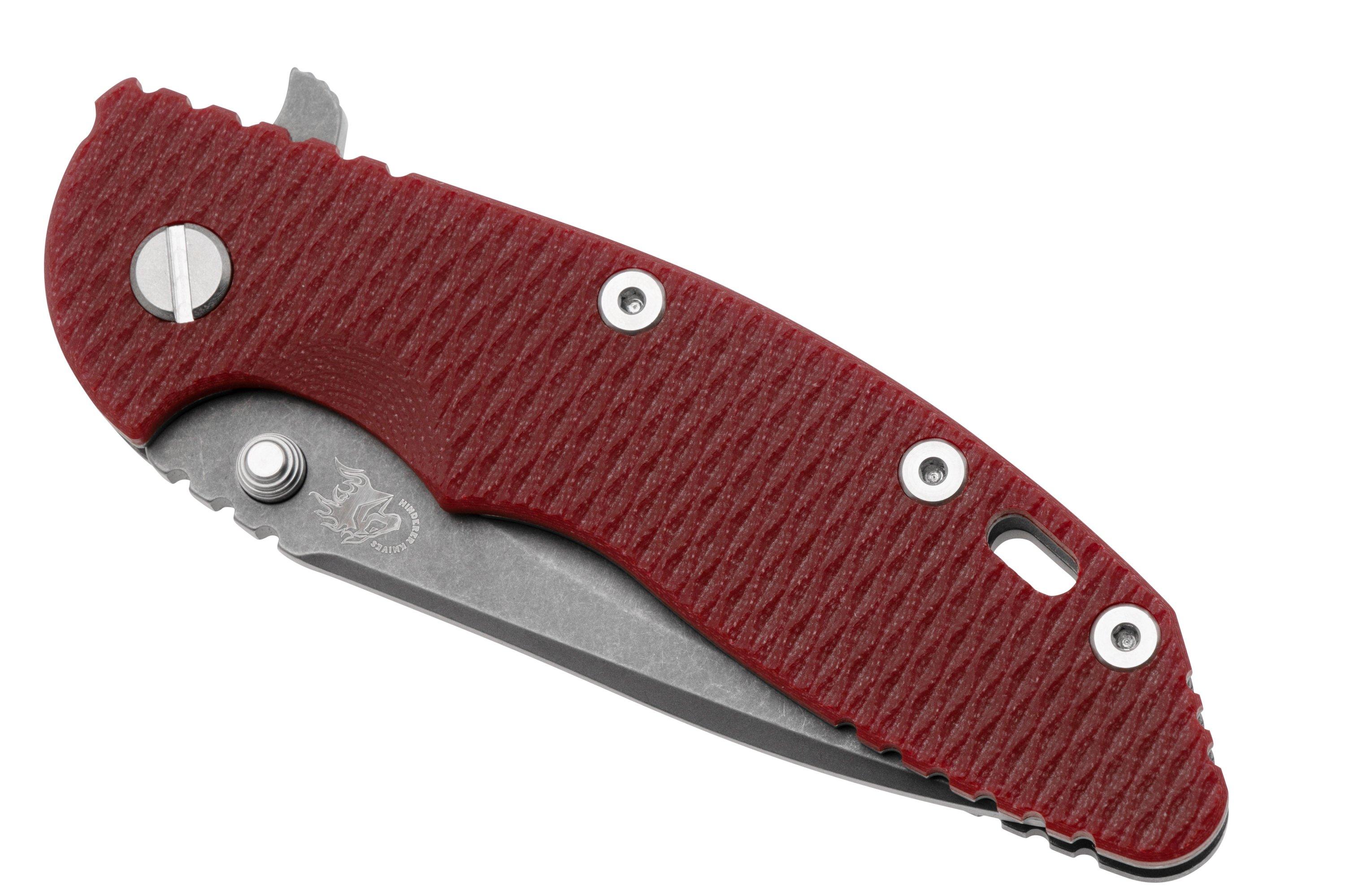 Rick Hinderer XM-18, 3.5" Recurve Tri-way Working Finish Red G10 ...