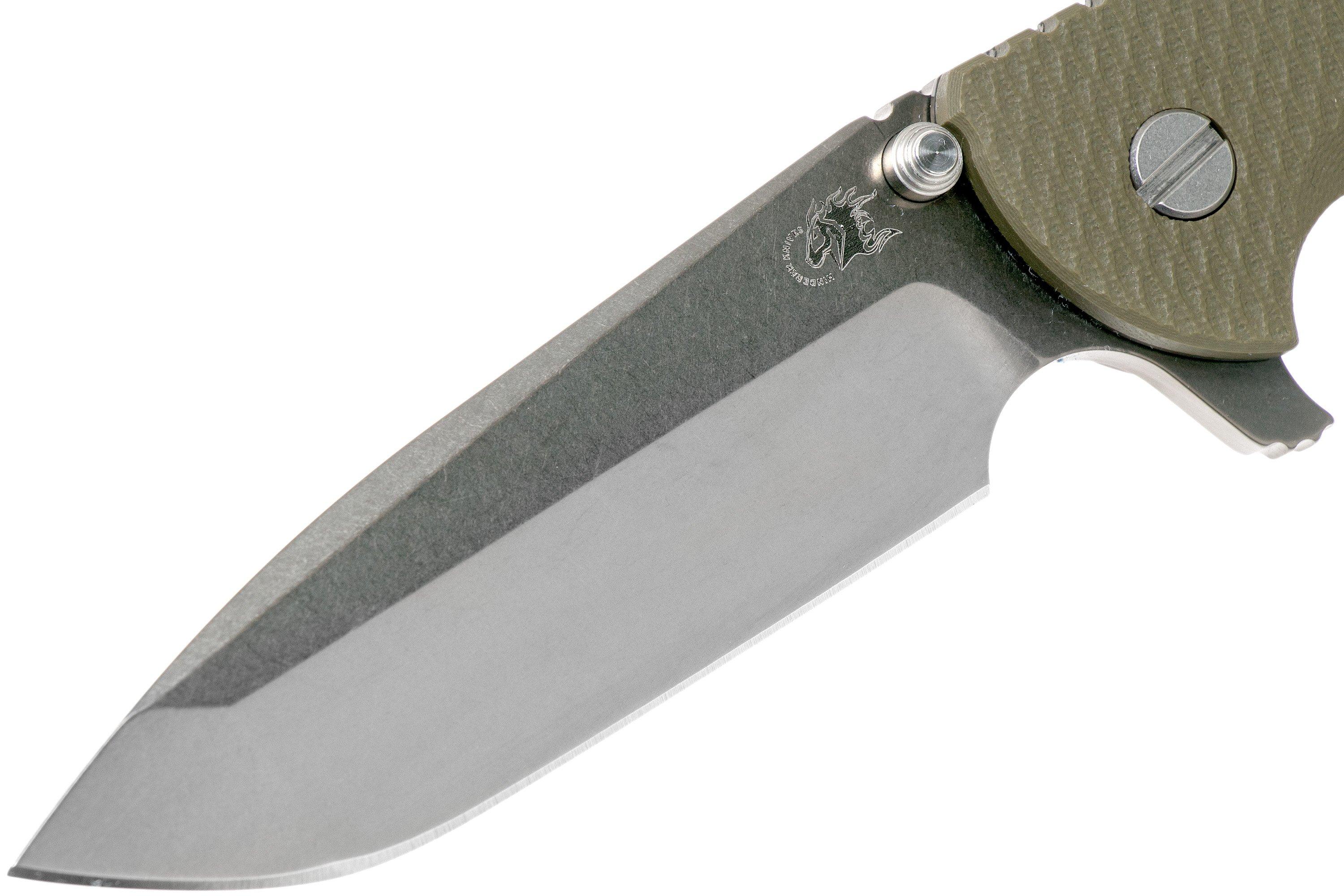 Rick Hinderer XM-24 4" Gen6 Spanto Black 20CV, OD Green G10 pocket ...