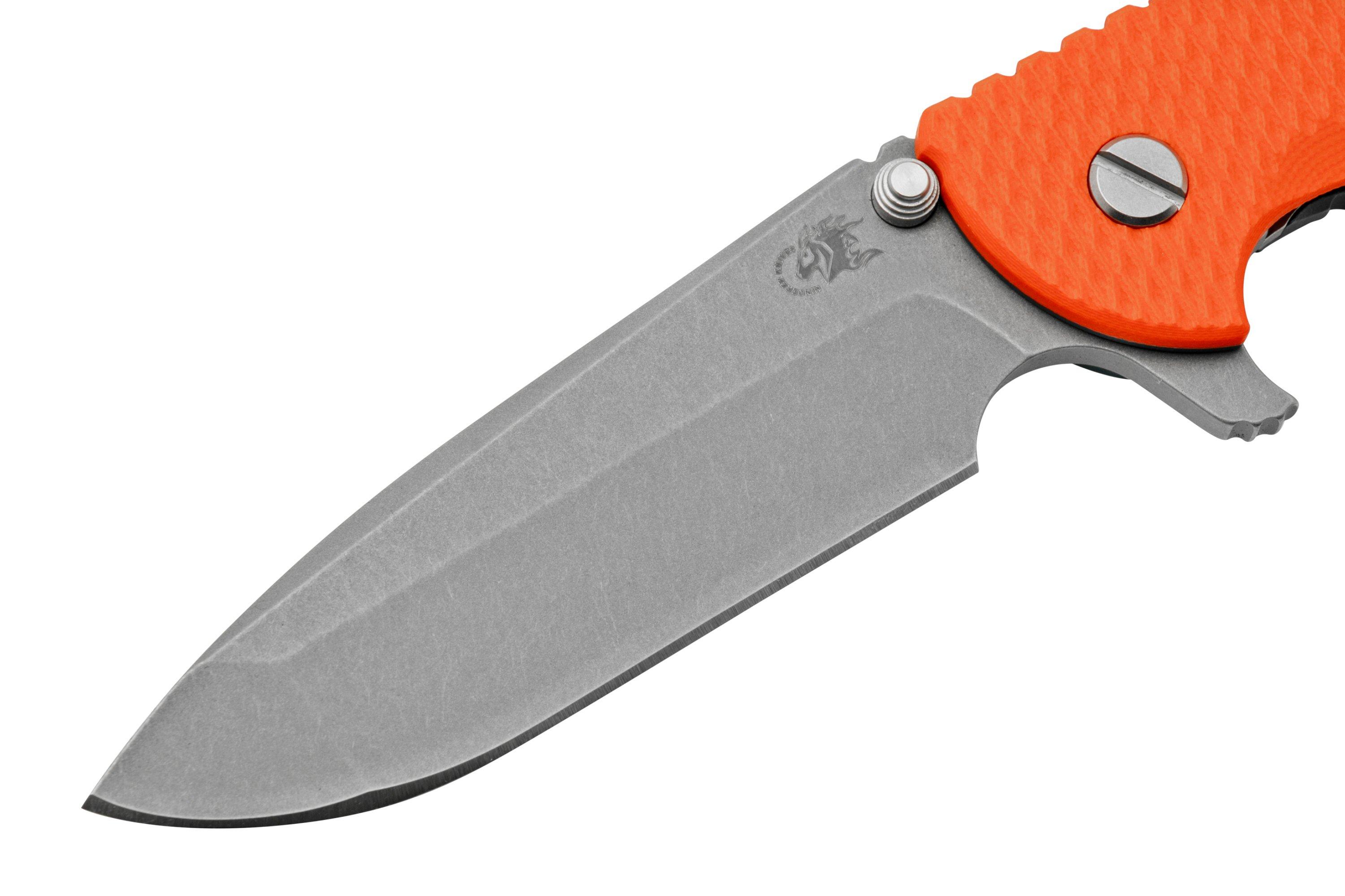 Rick Hinderer XM-24 4.0, S45VN Spanto Battle Blue, Orange G10, pocket ...