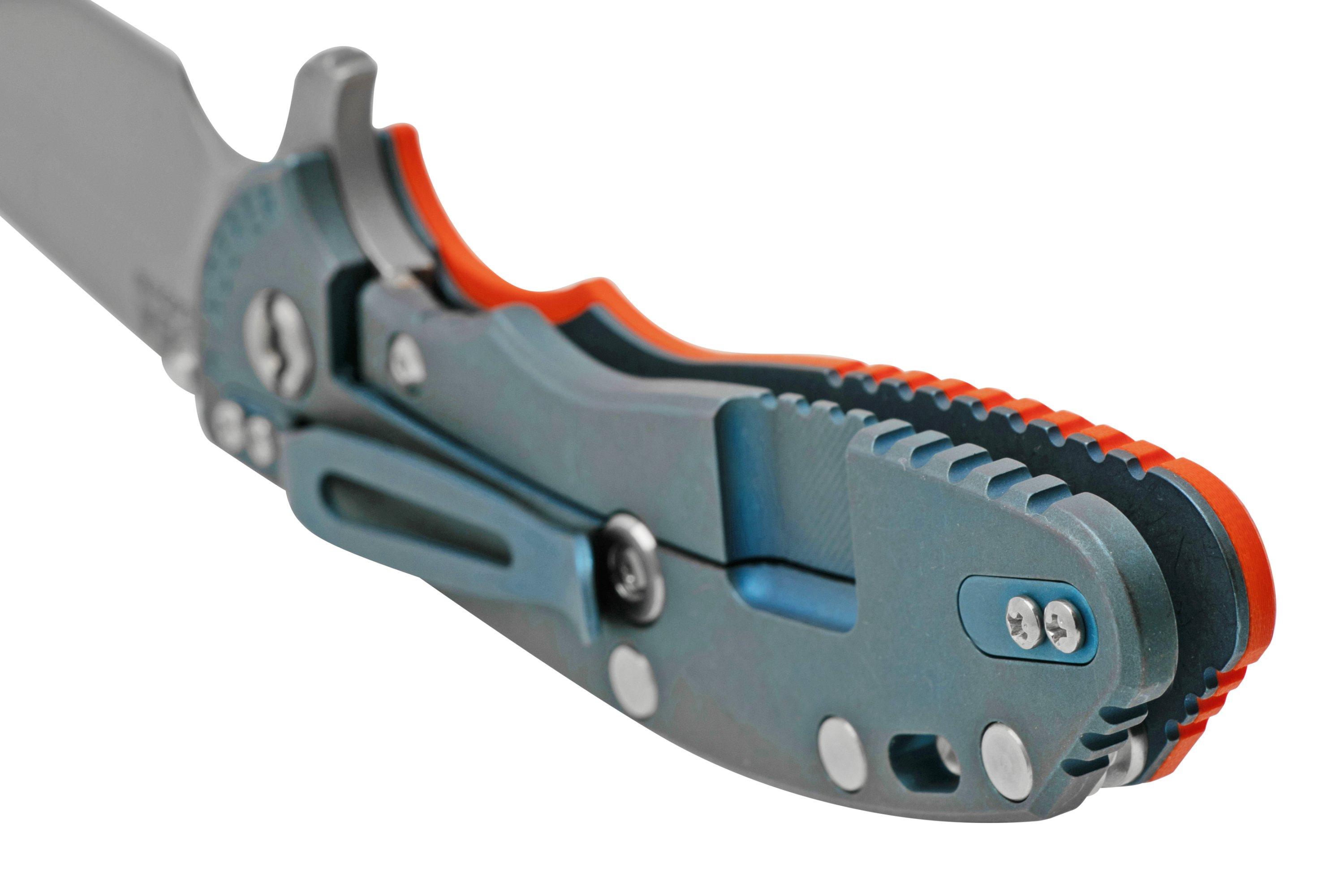 Rick Hinderer XM-24 4.0, S45VN Spanto Battle Blue, Orange G10, navaja ...