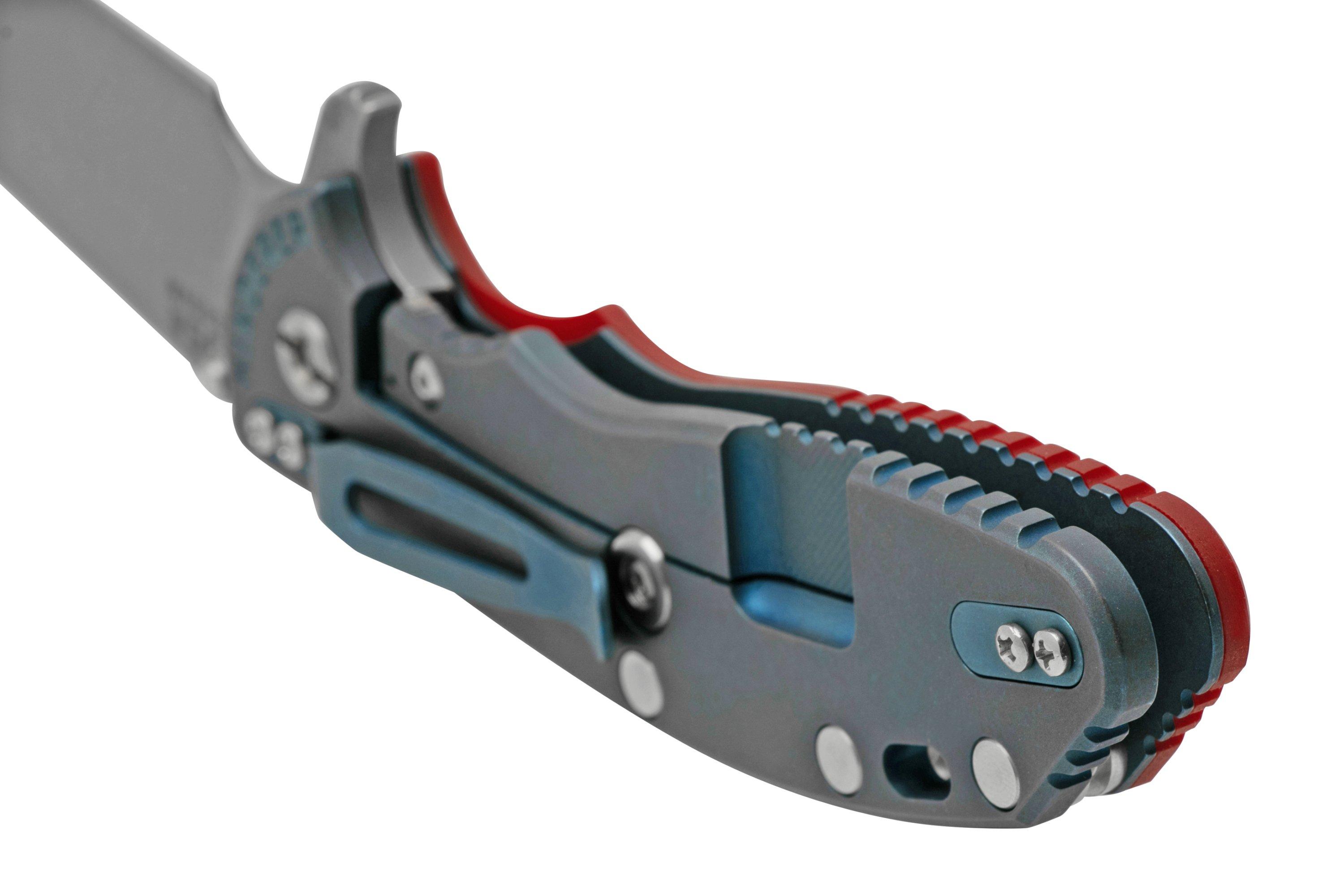 Rick Hinderer XM-24 4.0, S45VN, Spanto Battle Blue, Red G10, pocket ...