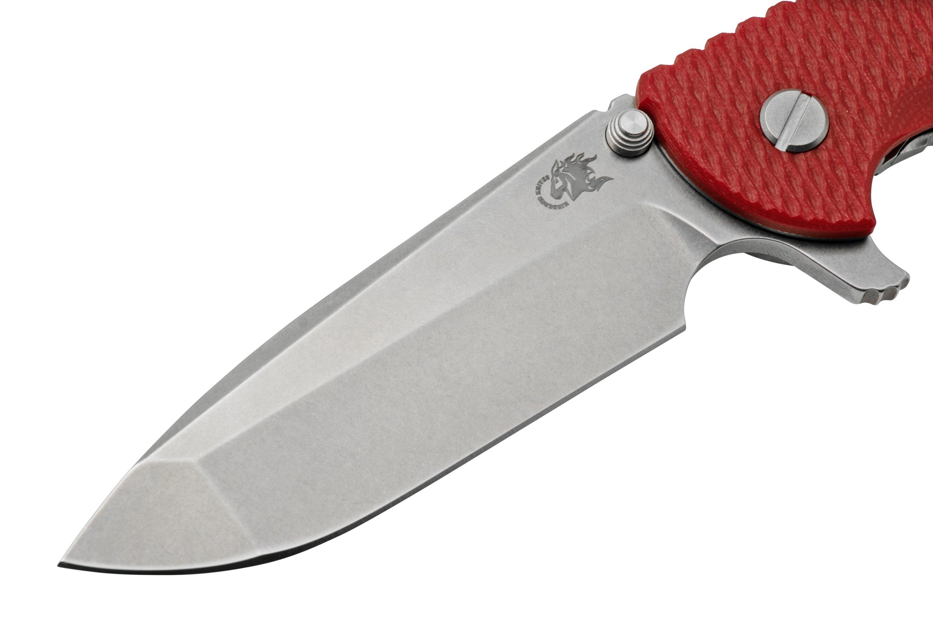 Rick Hinderer XM-24 4.0, S45VN Spanto Stonewash, Red G10, pocket knife ...